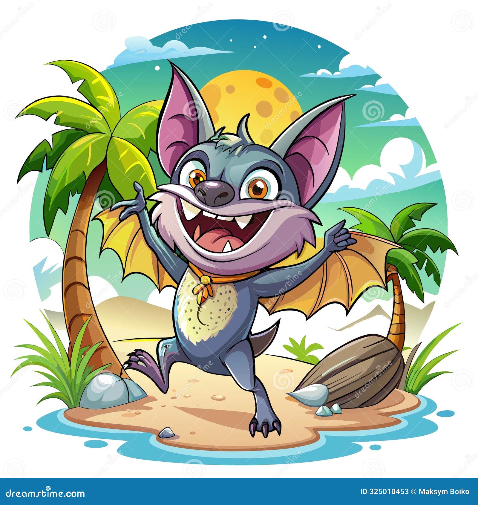 Fruit Bat Intimidated Laughs Beach Vector Stock Illustration ...