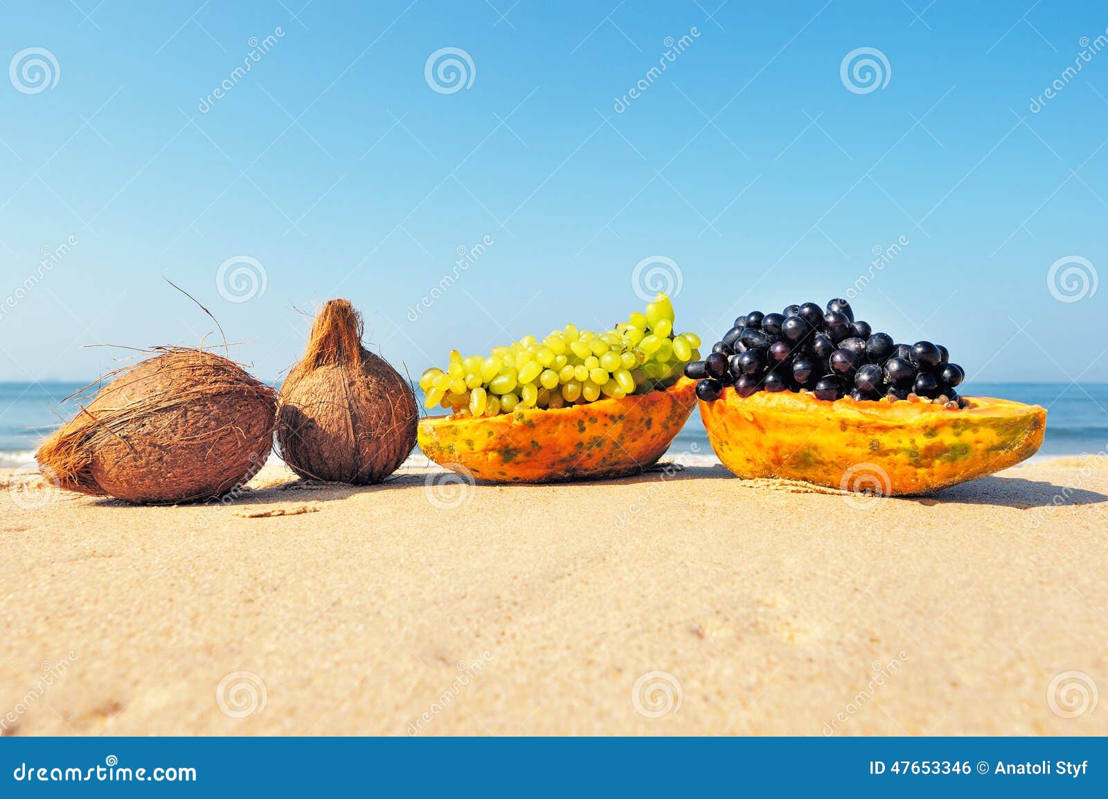 Fruit on the beach stock photo. Image of mixed, coast - 47653346
