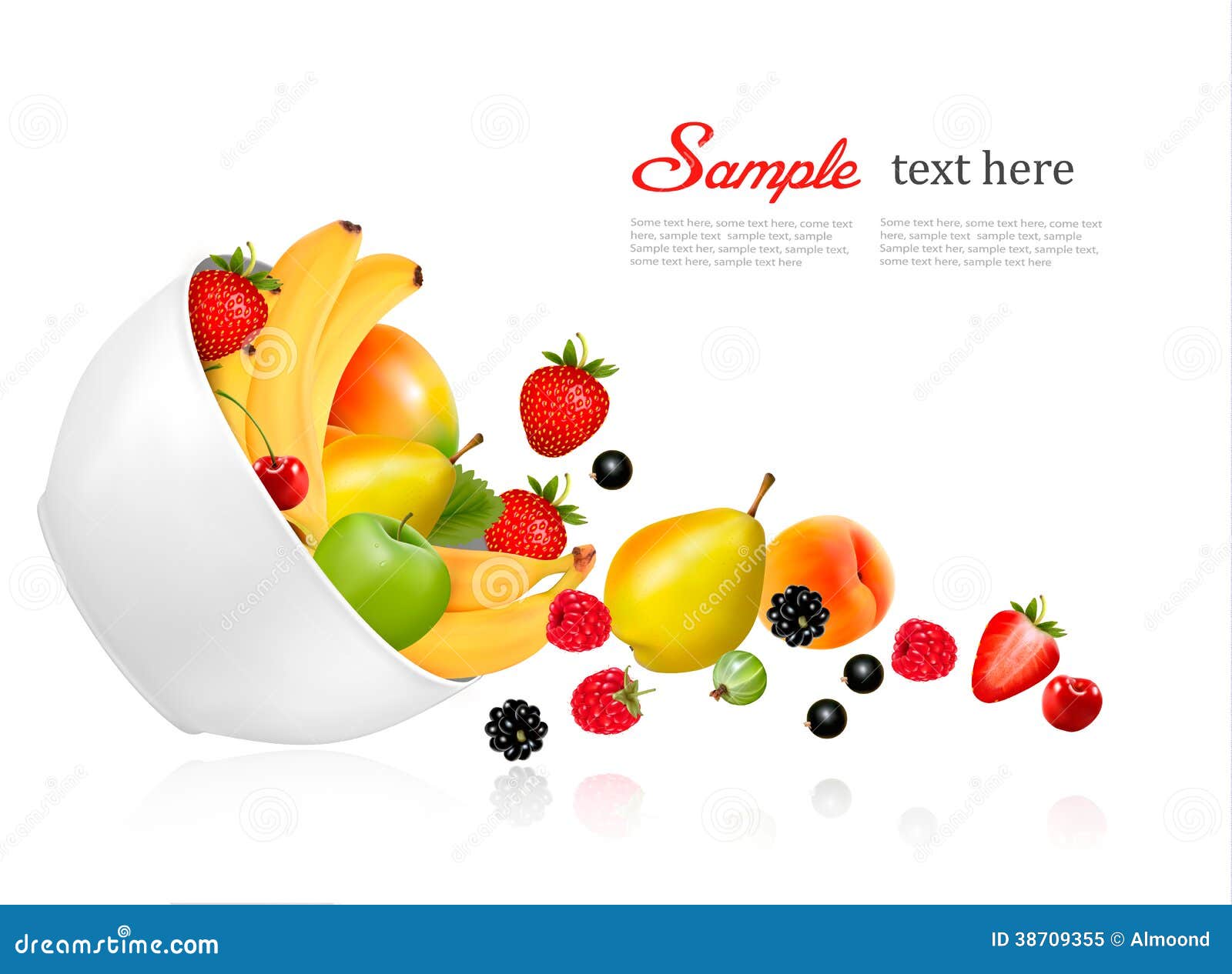 Fruit and Berries Falling from a Bowl. Stock Vector - Illustration of ...