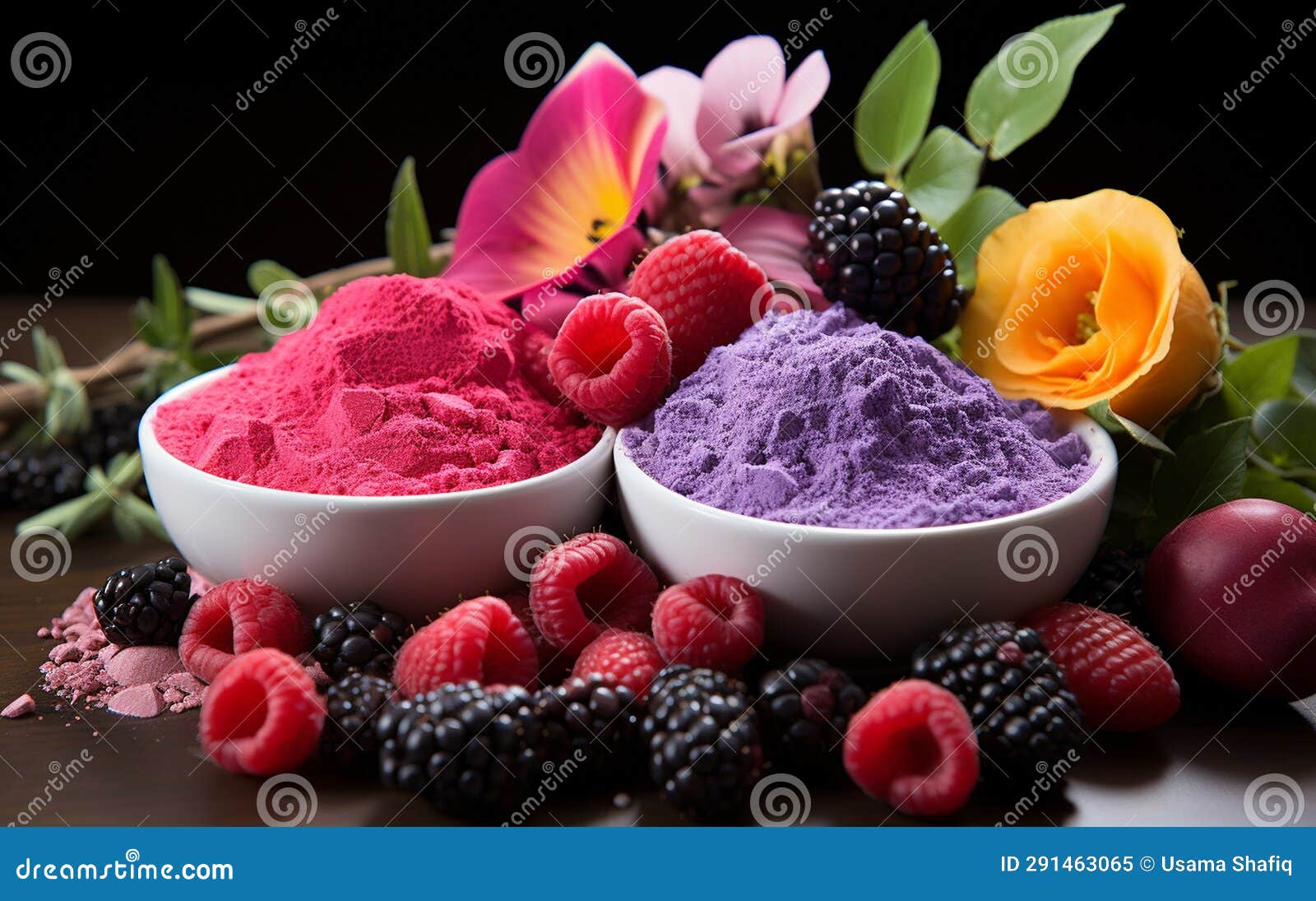 Fruit and Berry Powder Assortment Handpicked from a Bush. Generative AI ...