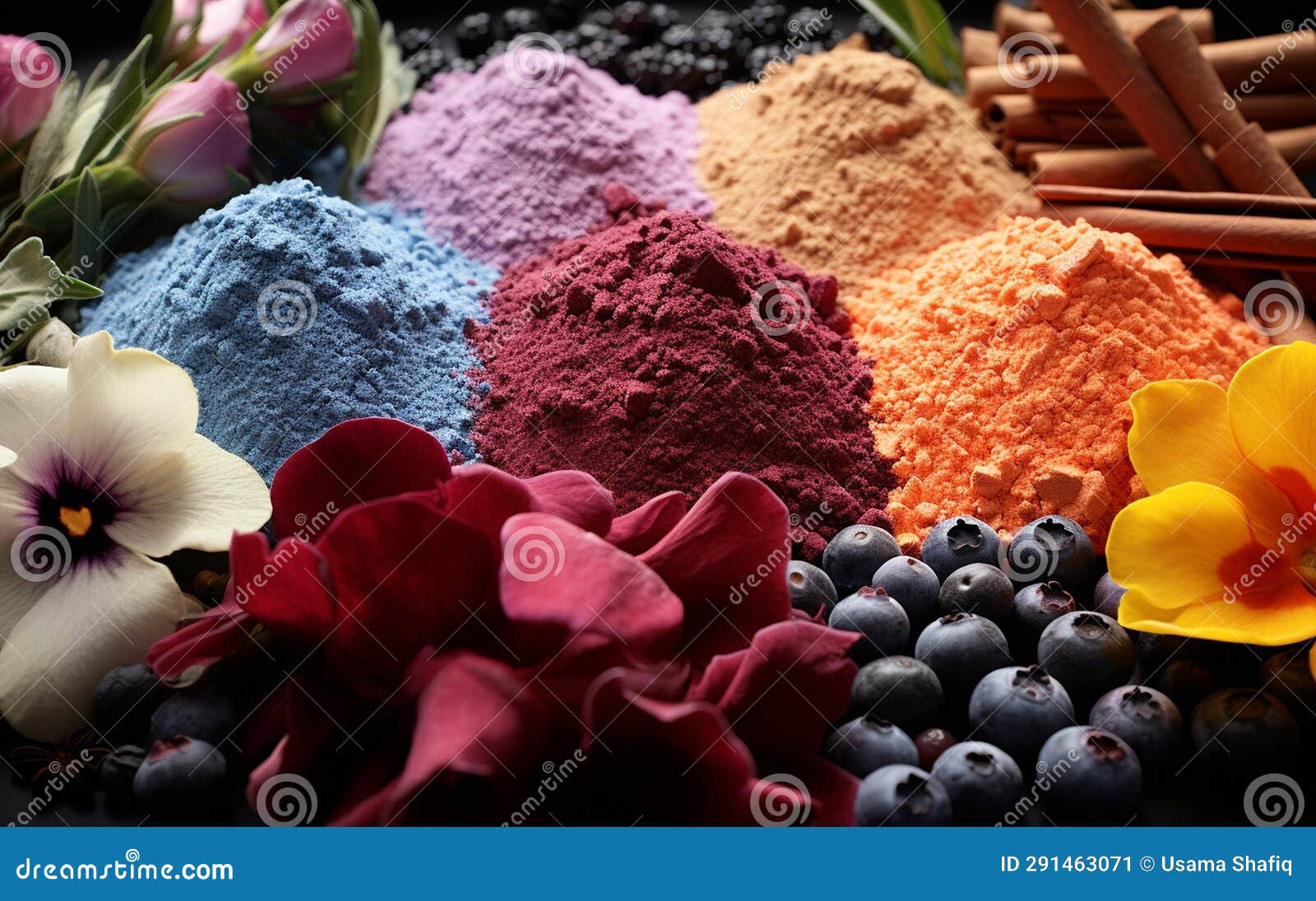 Fruit and Berry Powder Assortment Handpicked from a Bush. Generative AI ...
