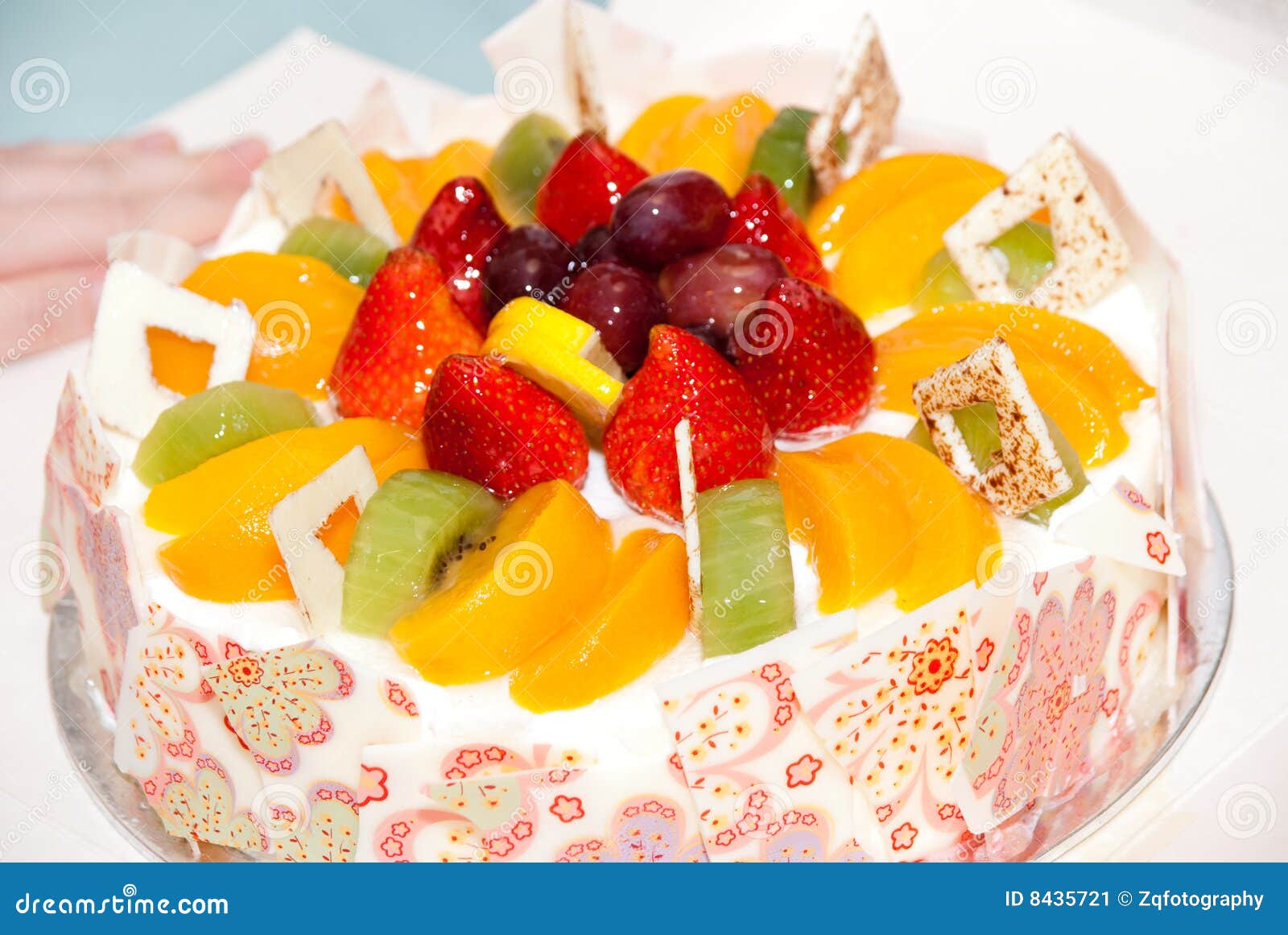 Fruit birthday cake stock image. Image of holiday, kiwi - 8435721