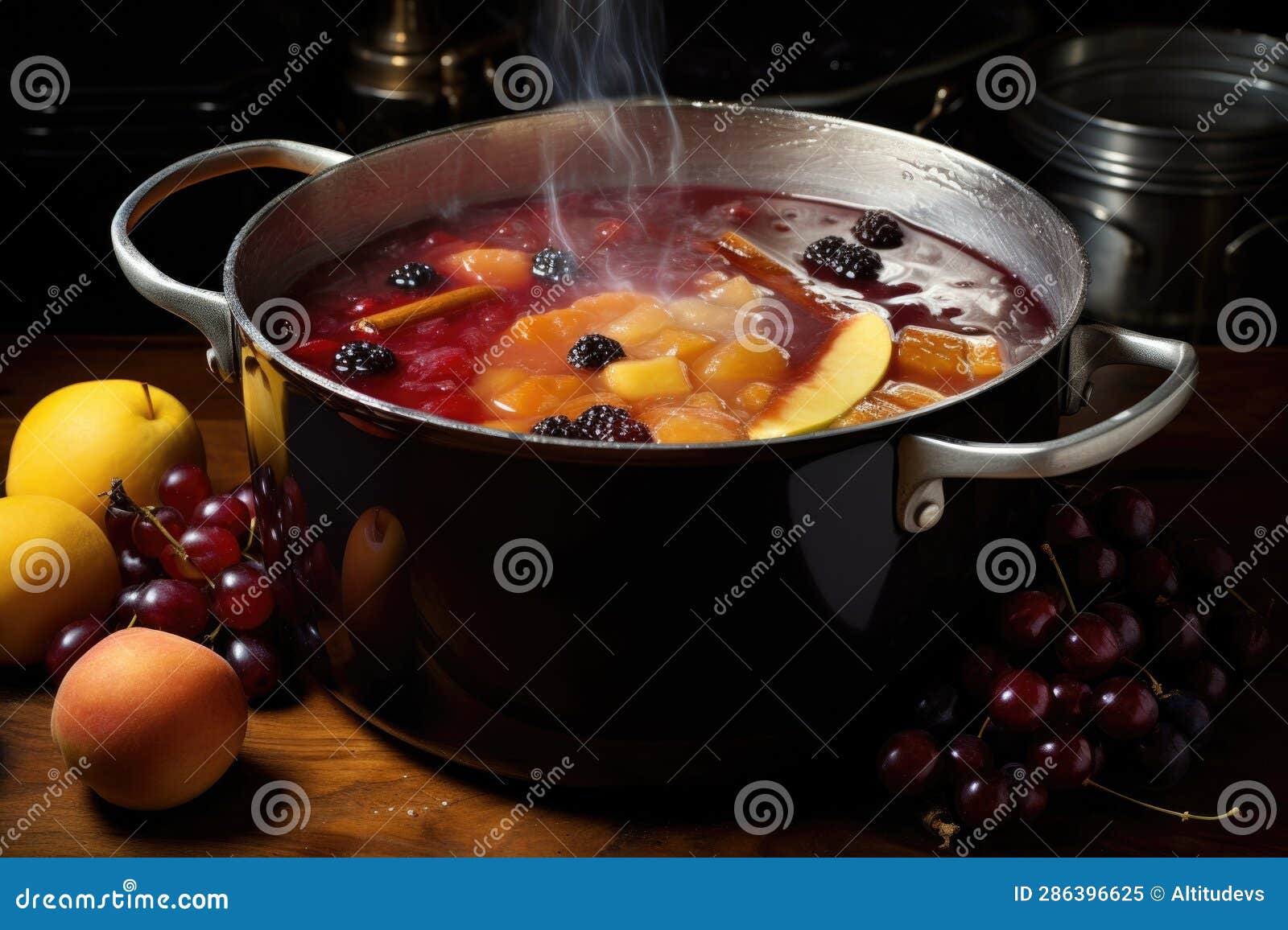 Fruit Boiling in a Pot with Sugar and Pectin Stock Image - Image of ...