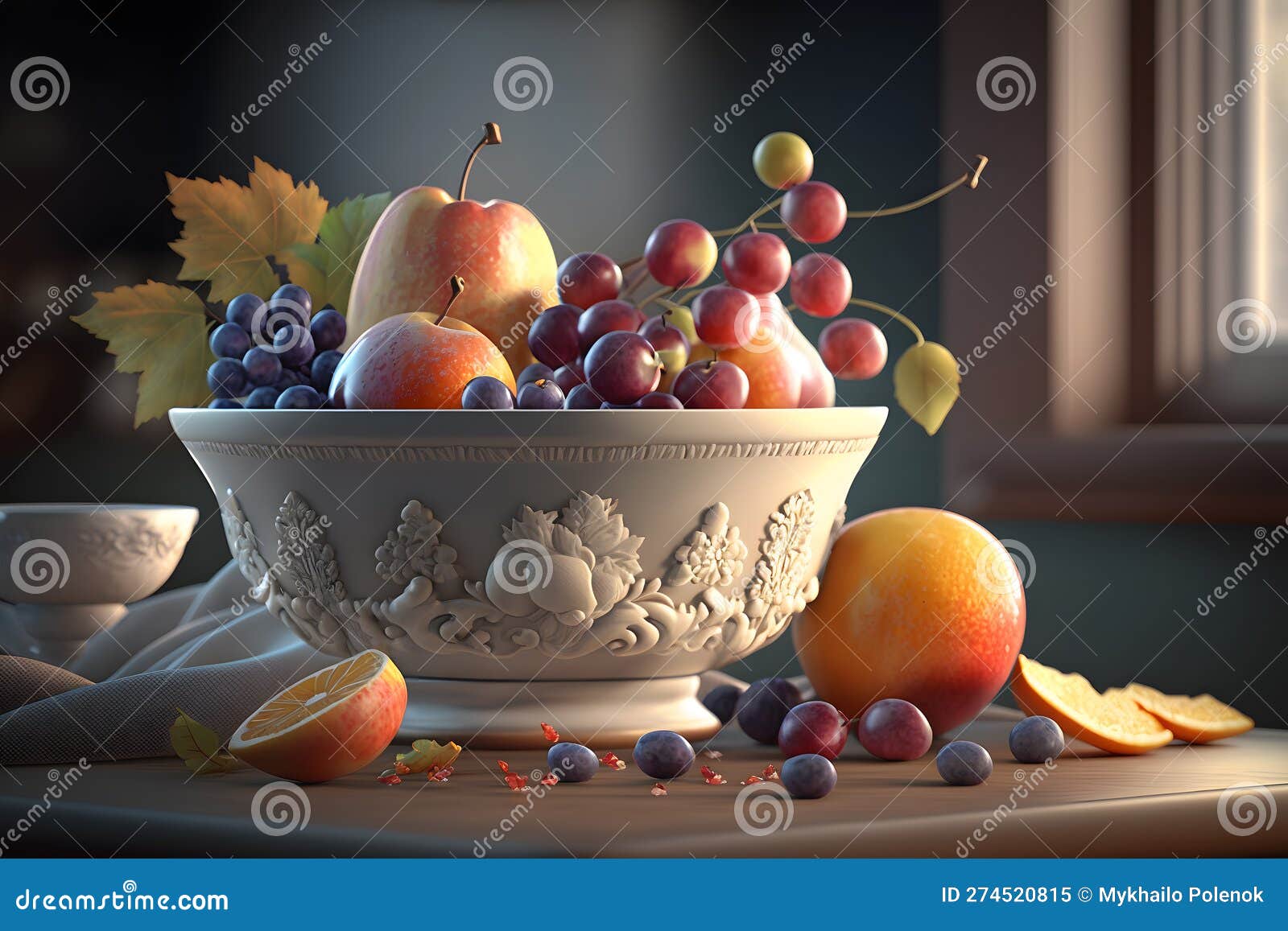 Fruit in a Bowl in the Kitchen. Neural Network AI Generated Stock Image ...