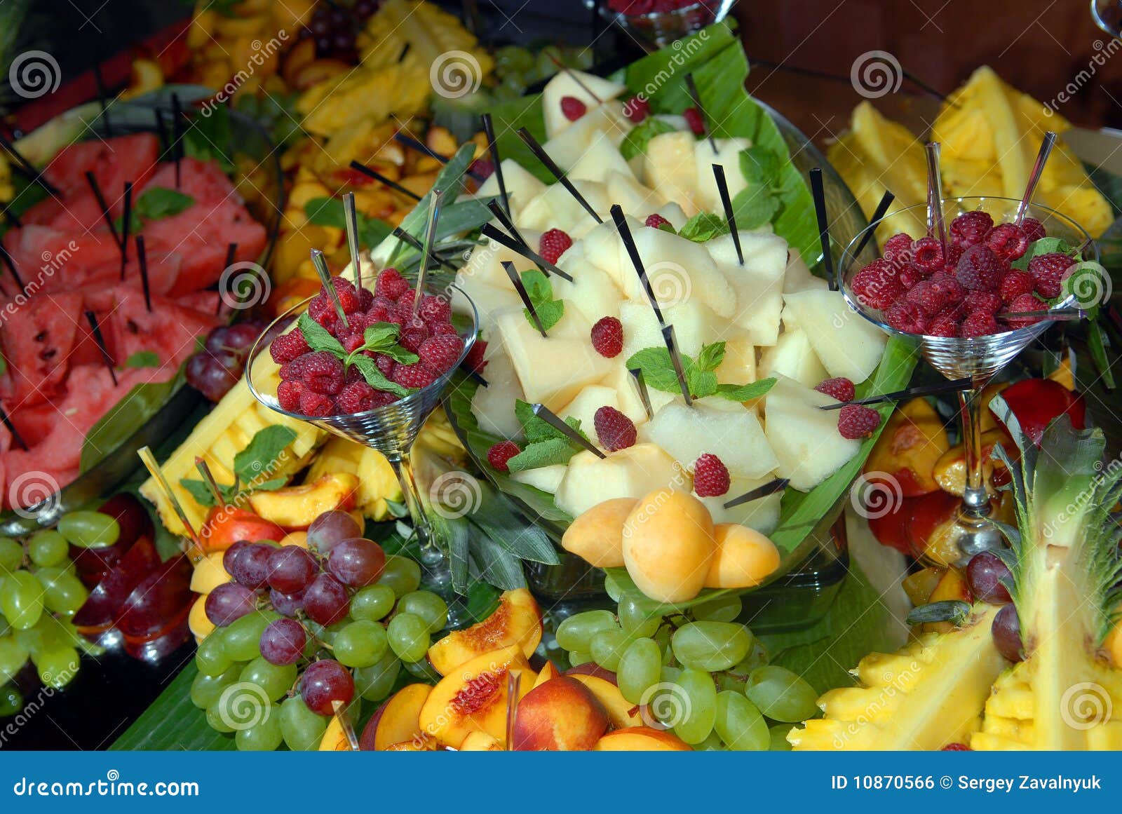 Fruit on a buffet table stock photo. Image of melon, raspberry - 10870566
