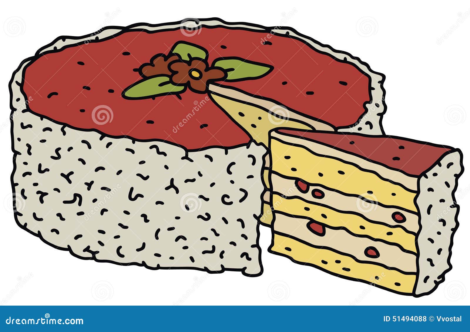 Fruit cake stock vector. Illustration of food, white - 51494088
