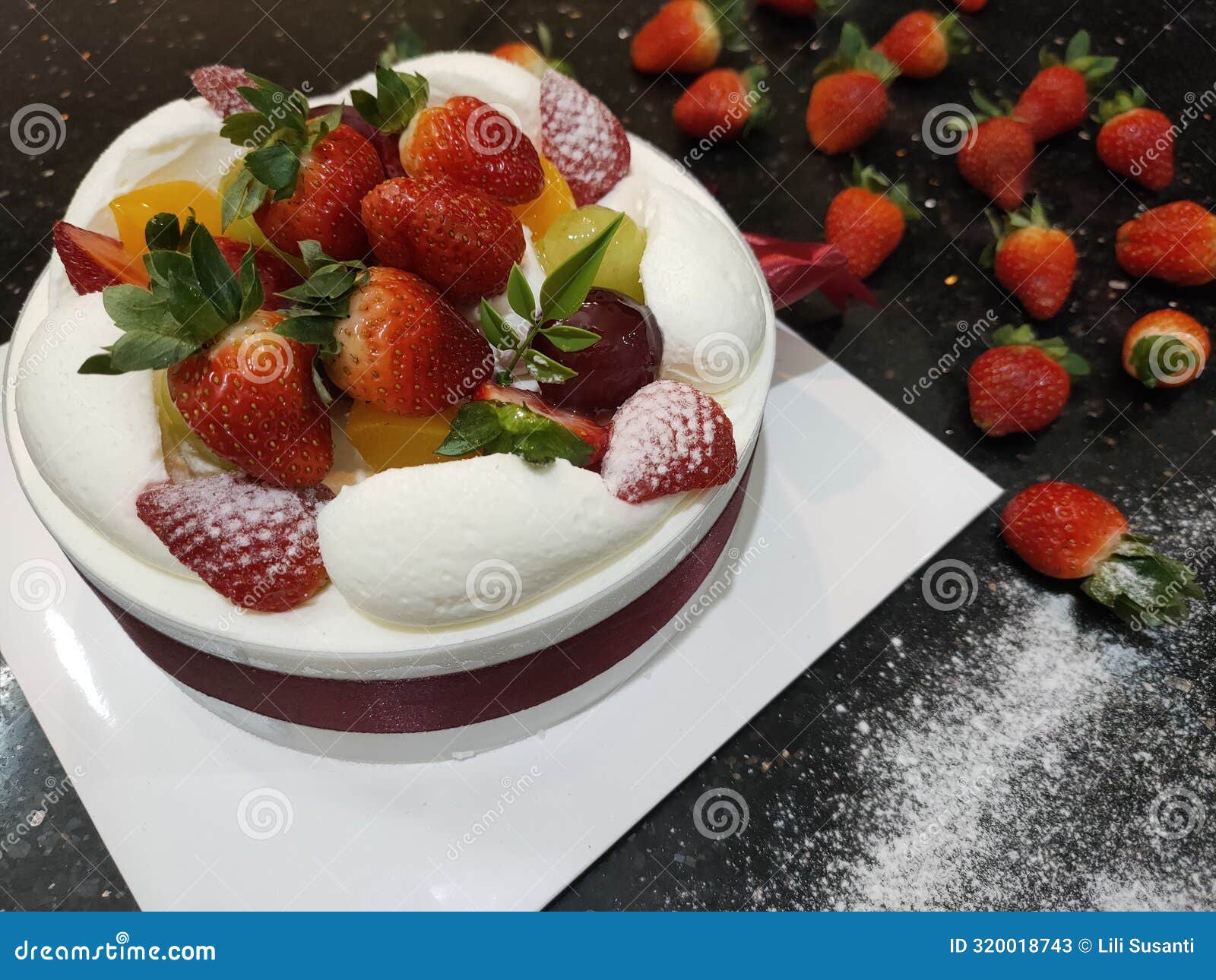 Fruit Cake with Maroon Ribbon Stock Image - Image of celebration ...