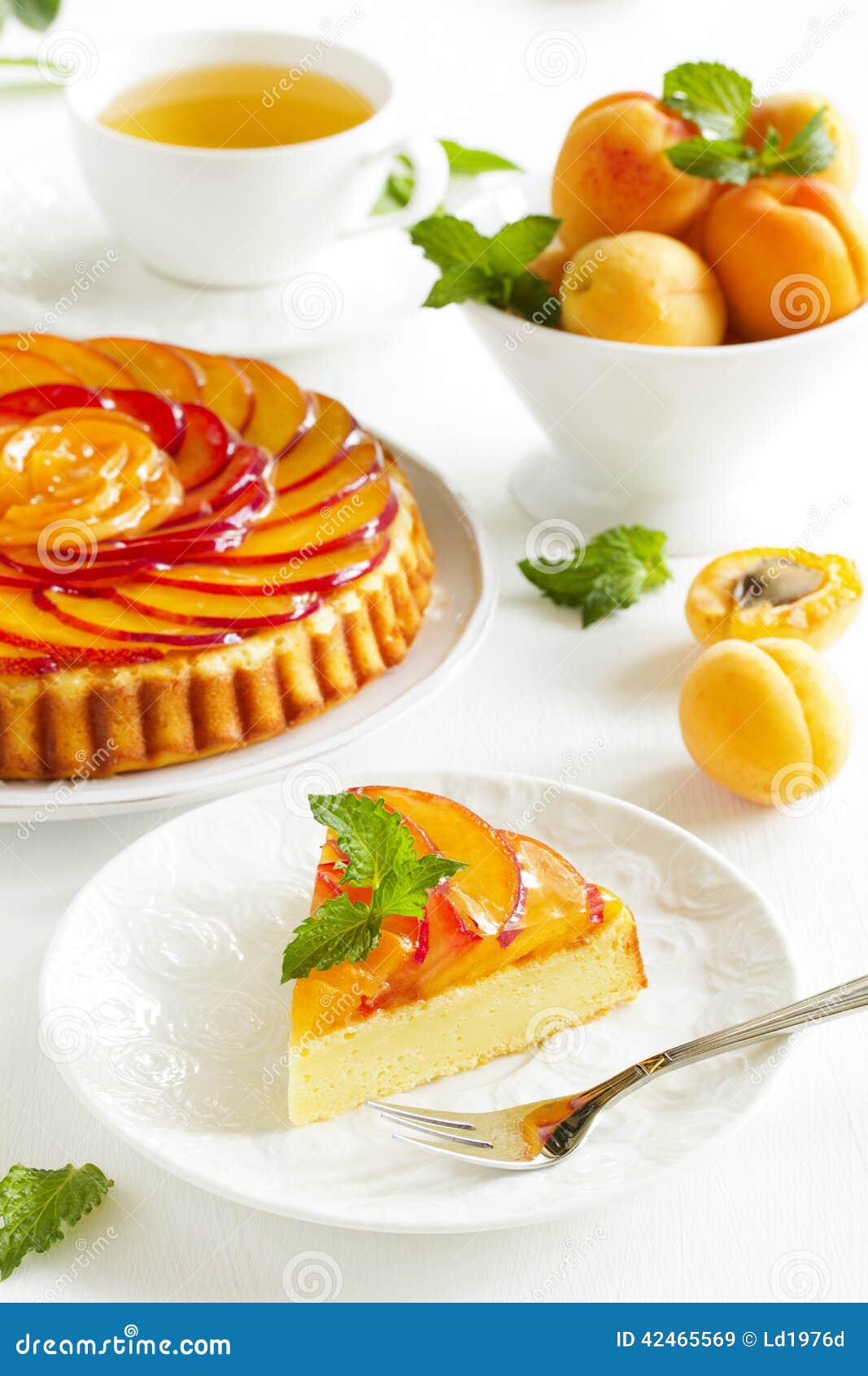 Fruit cake with peaches stock image. Image of cream, ricotta - 42465569