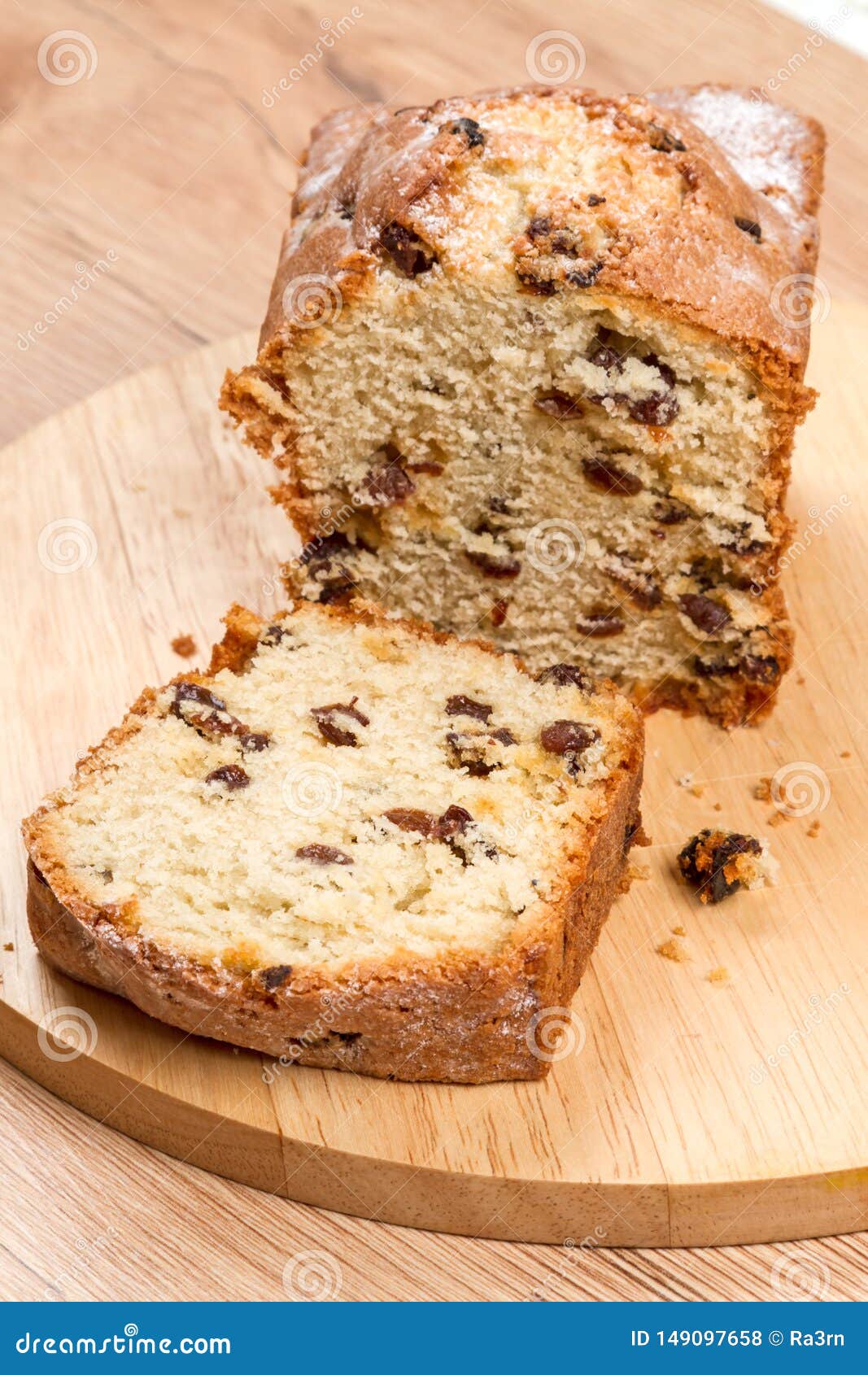 Fruit-Cake with Raisins on Kitchen Board Stock Photo - Image of tree ...
