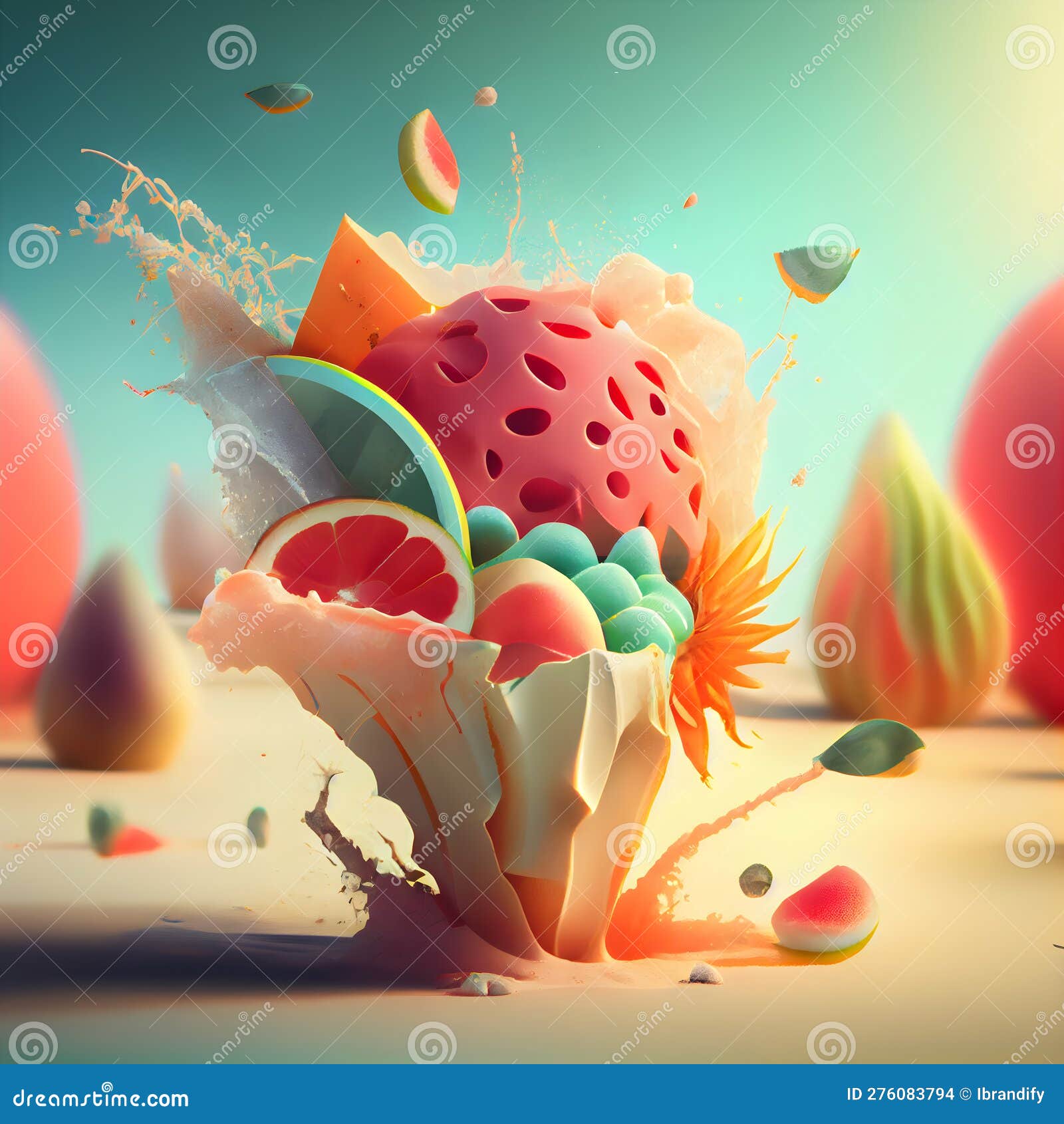 Fruit Cake with Splashes and Drops of Water Stock Illustration ...