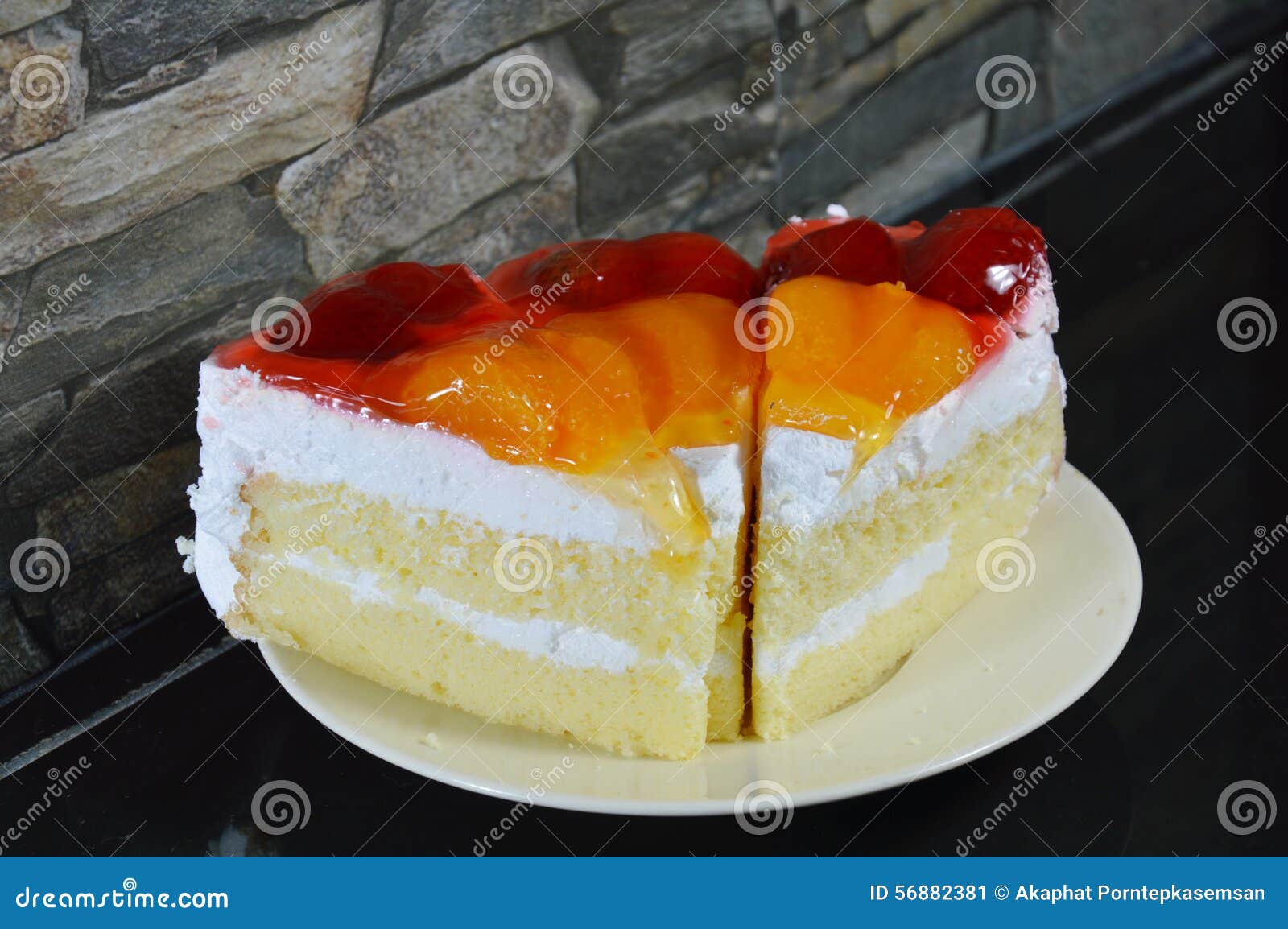 Fruit Cake Topping Orange and Strawberry Stock Image - Image of ...