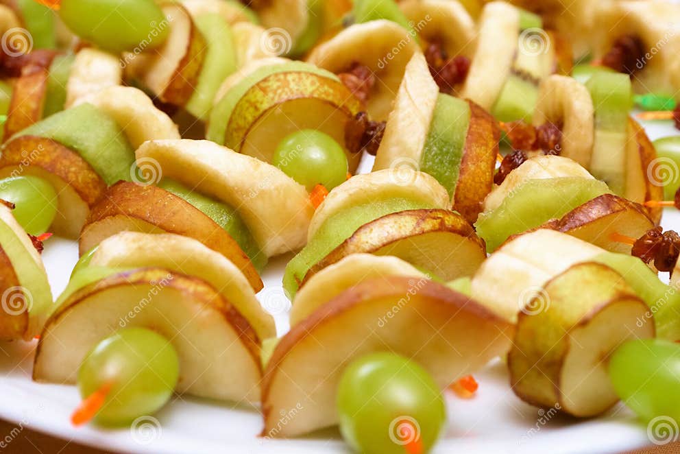 Fruit canapÃ©s stock image. Image of dessert, apple, cooked - 13820045