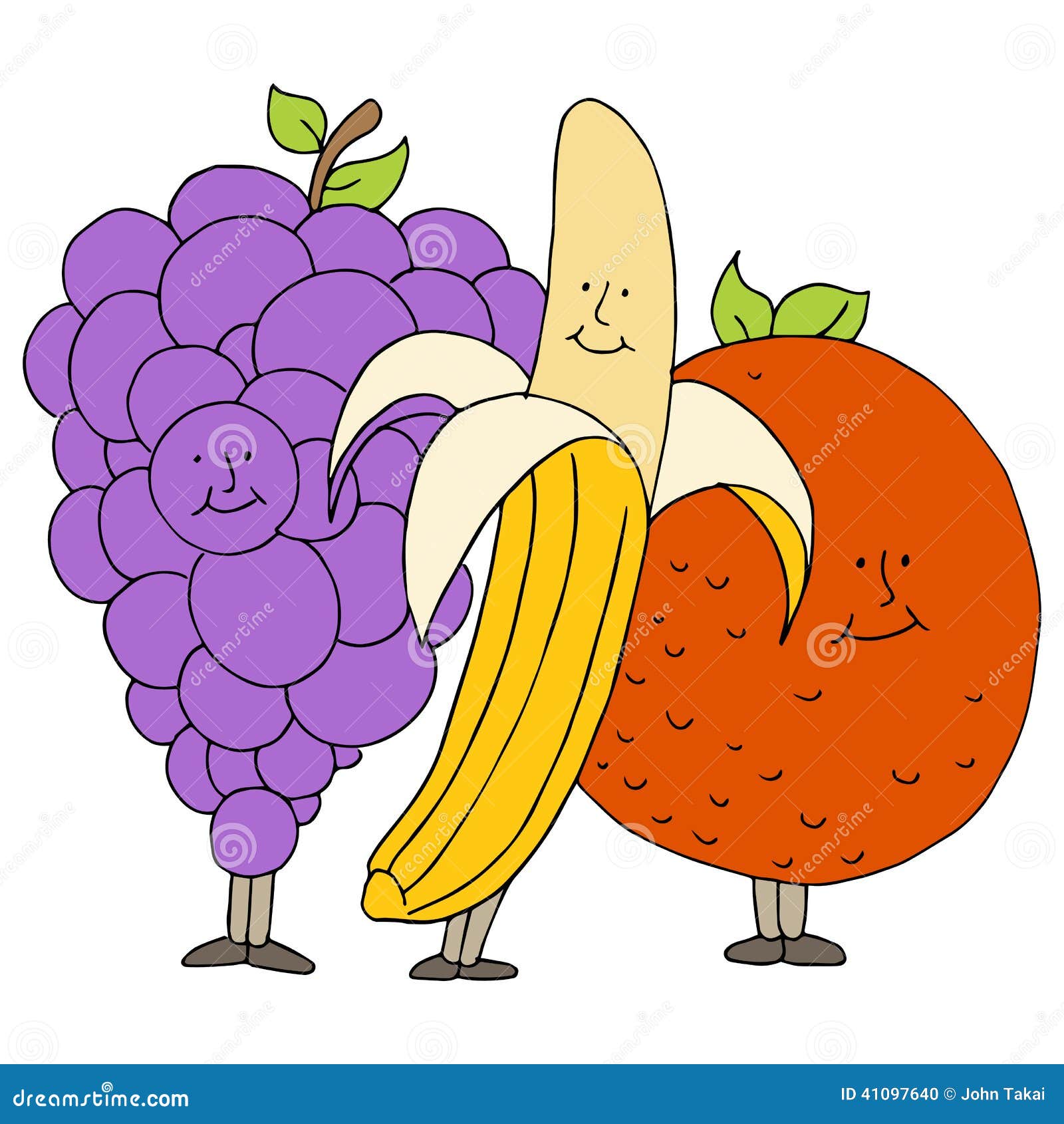 Fruit Cartoon Characters stock vector. Illustration of grape - 41097640