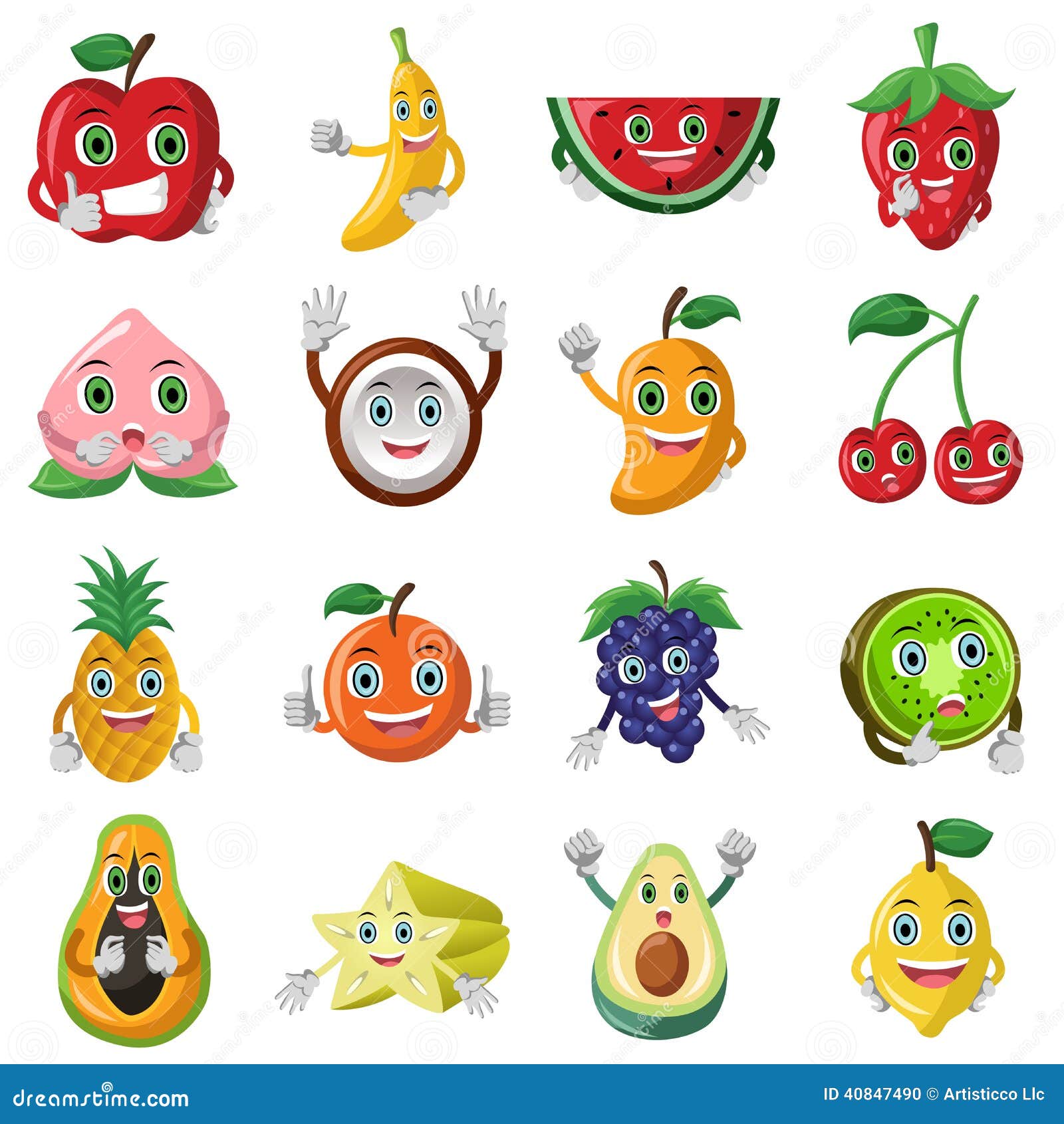Fruit character icons stock vector. Illustration of cute - 40847490