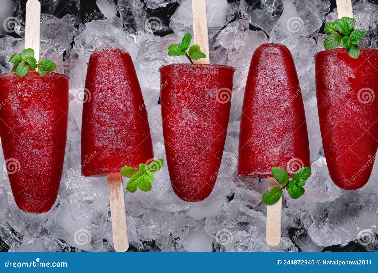 Fruit Cherry Ice Lolly on Ice Stock Photo - Image of freshness, stack ...