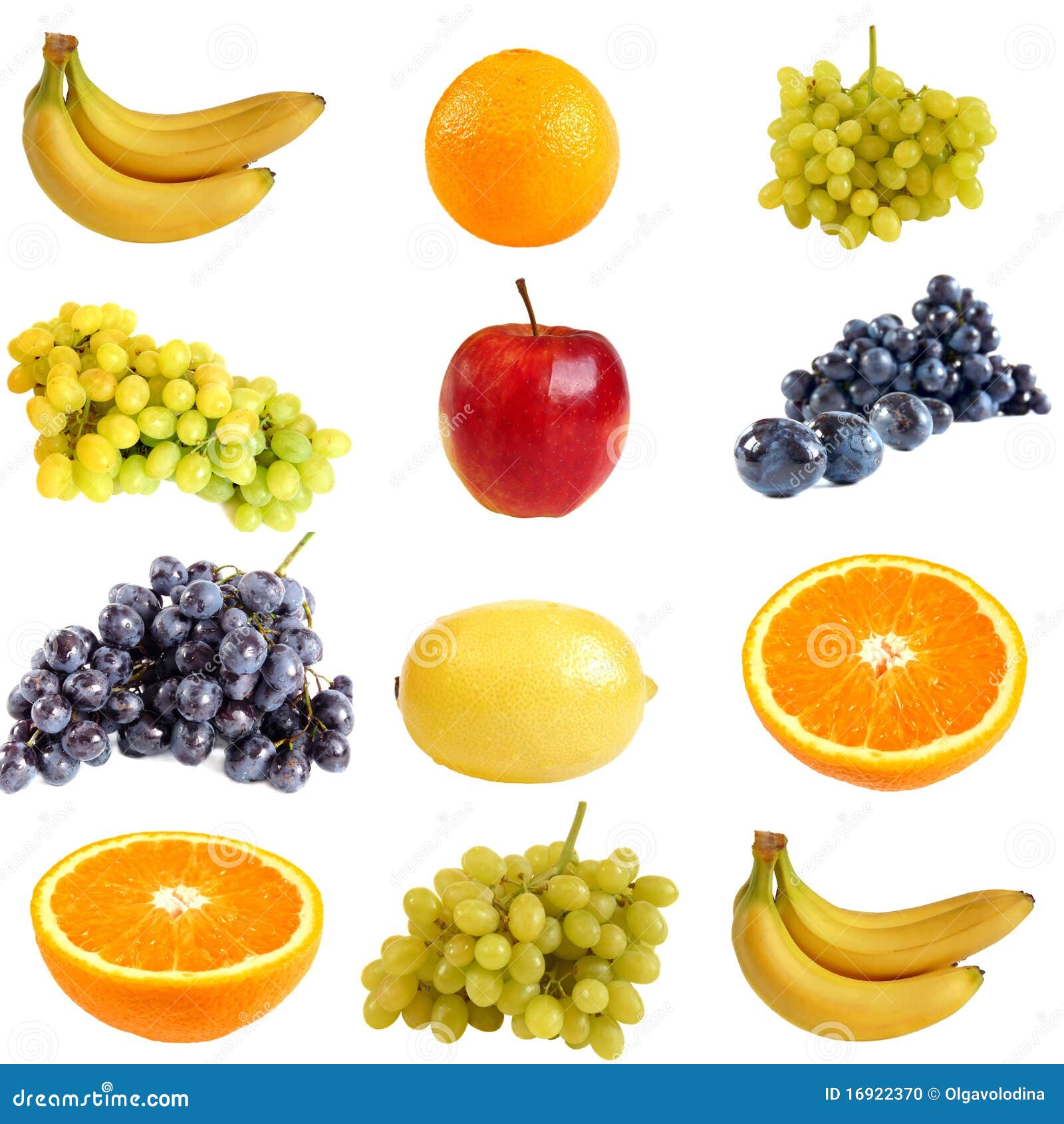 Fruit Collage, Isolated on a White Stock Photo - Image of sweet, grapes ...