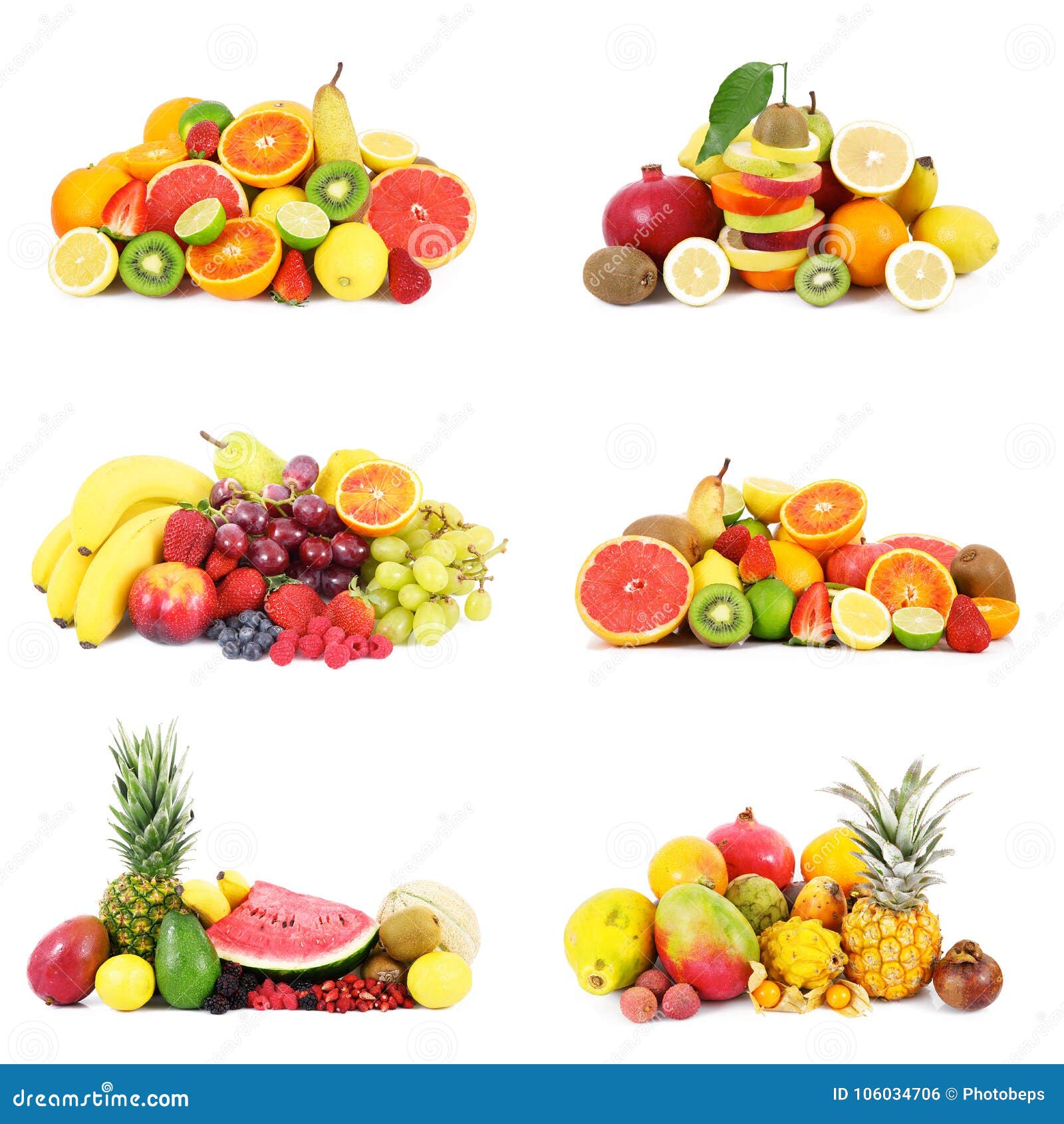 Fruit Collage on White Background Stock Photo - Image of organic ...
