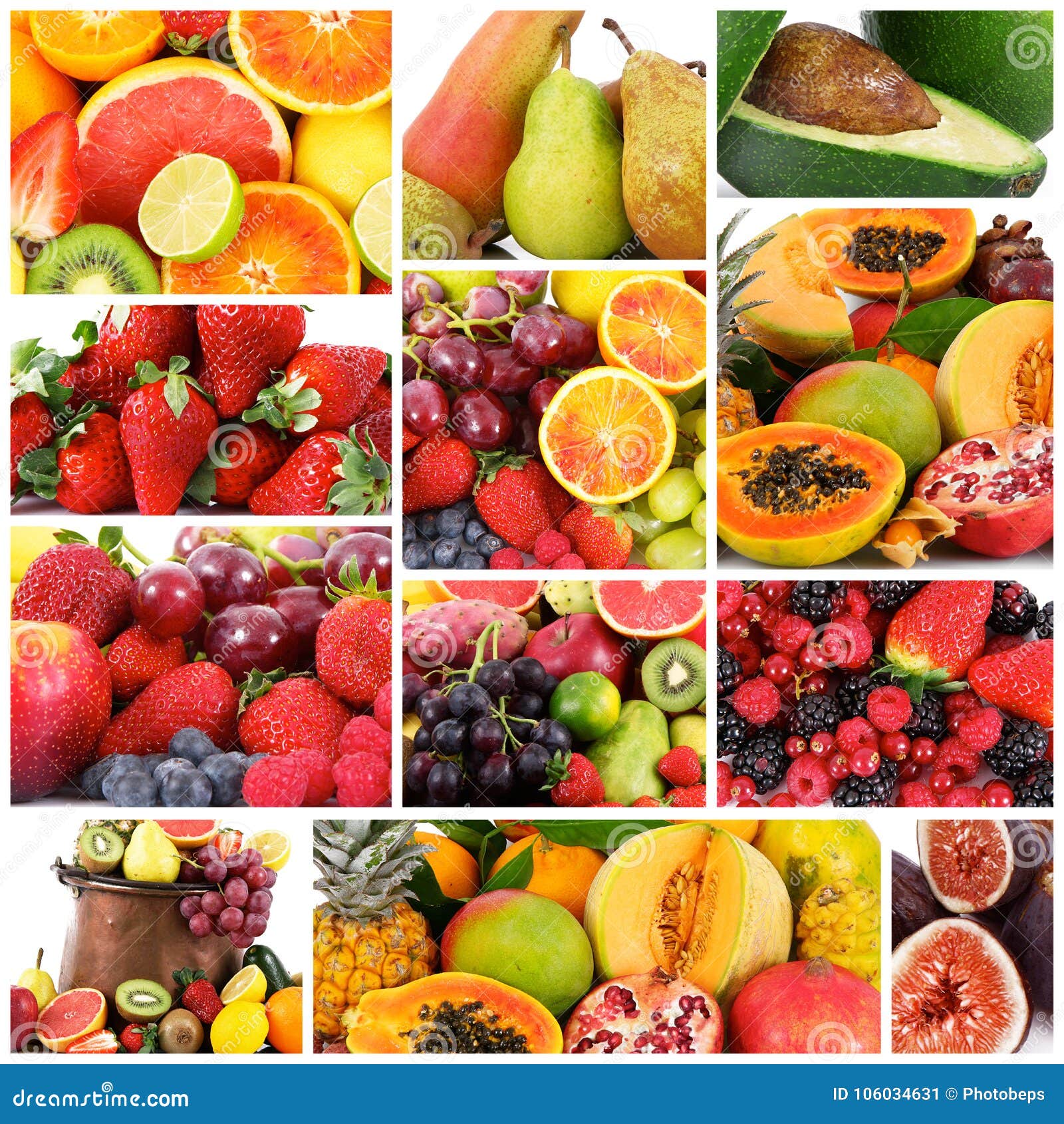Fruit Collage on White Background Stock Image - Image of group, avocado ...