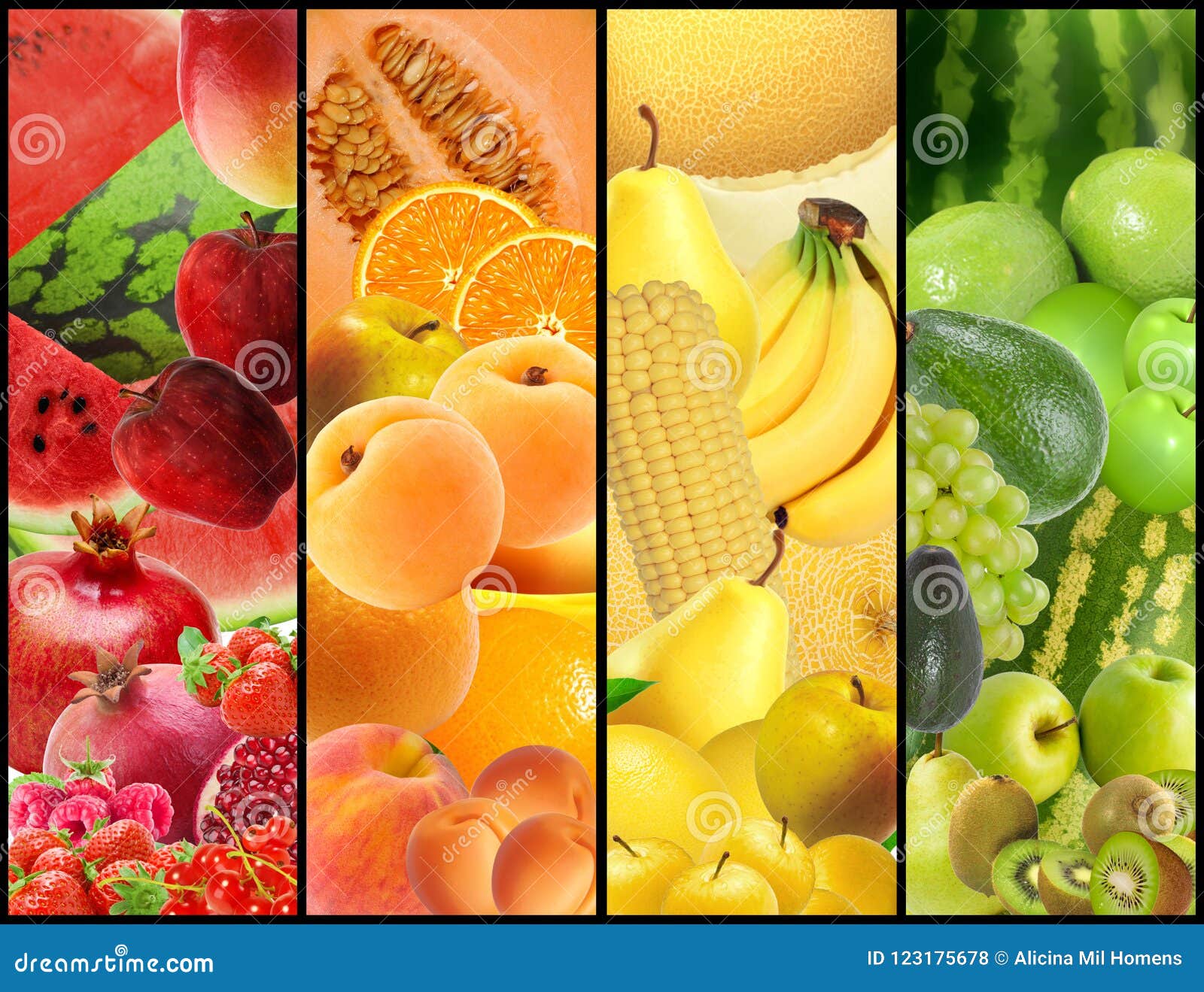 Fruit Color Gradient, from Red To Green Stock Photo - Image of coconut ...