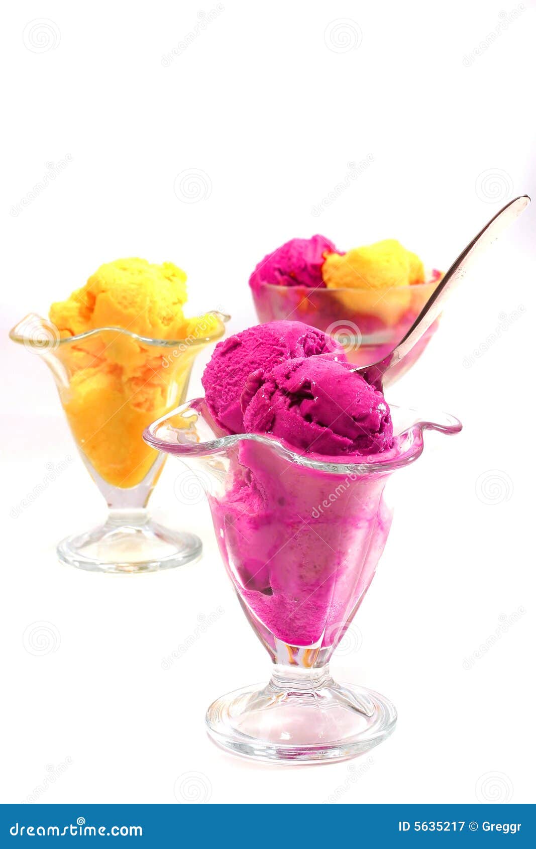 Fruit Colored Ice Cream Over White Stock Image - Image of color ...