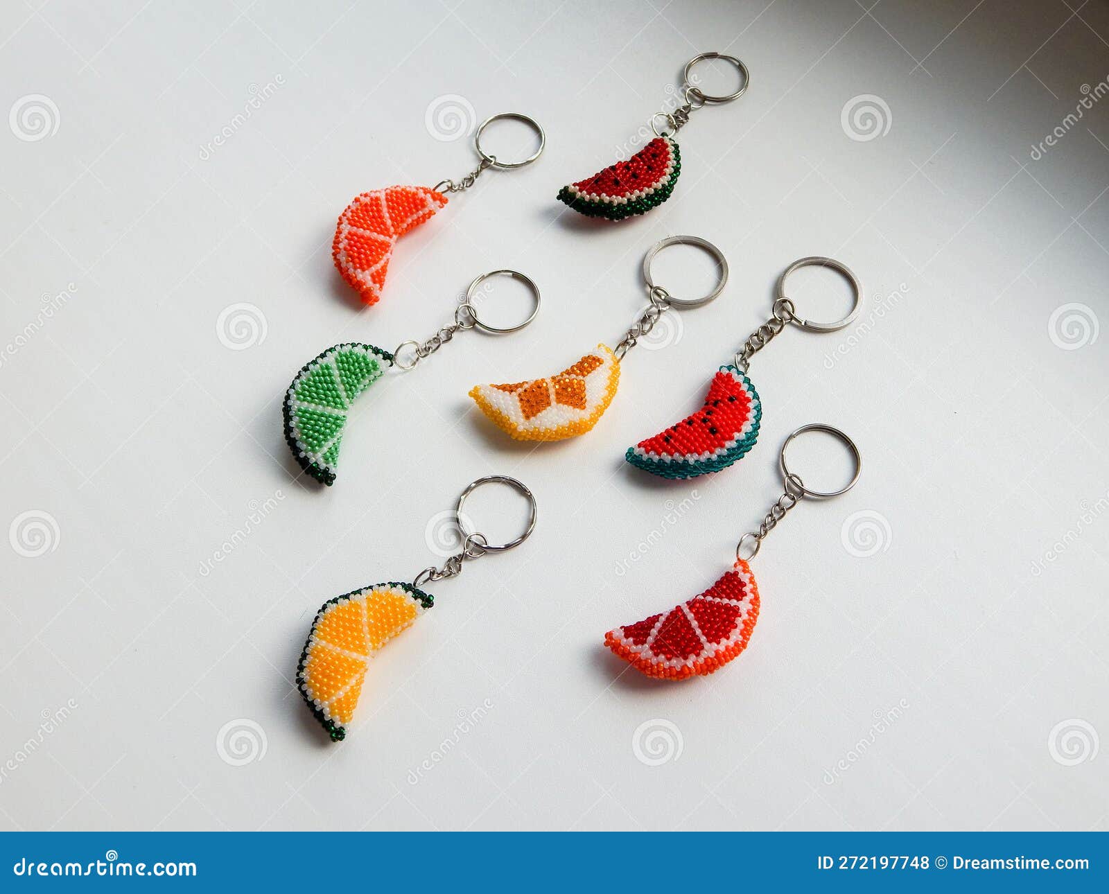 Fruit Colorful Key Chains on a White Stock Photo - Image of decor ...