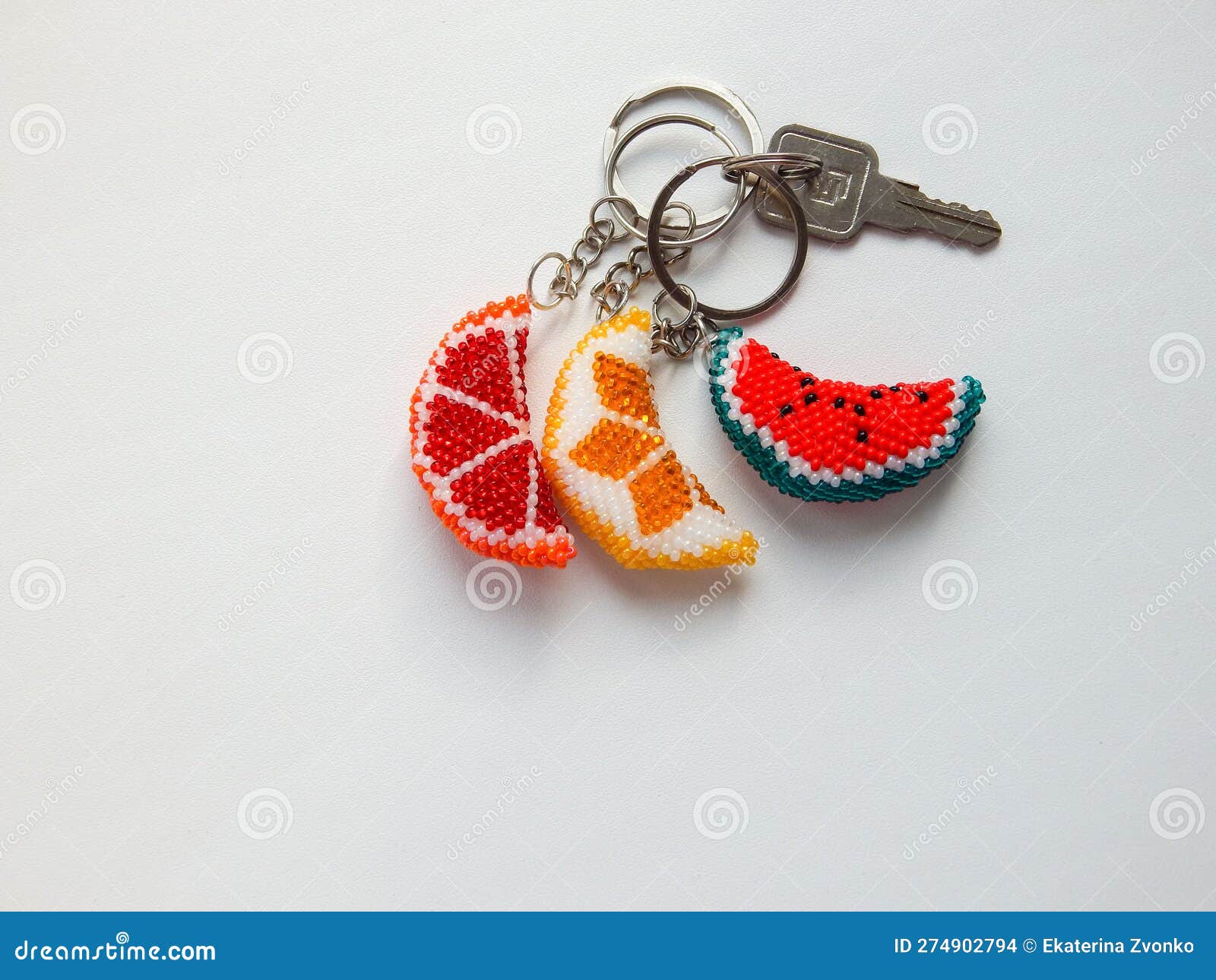 Fruit Colorful Key Chains on a White Stock Photo - Image of fruit ...