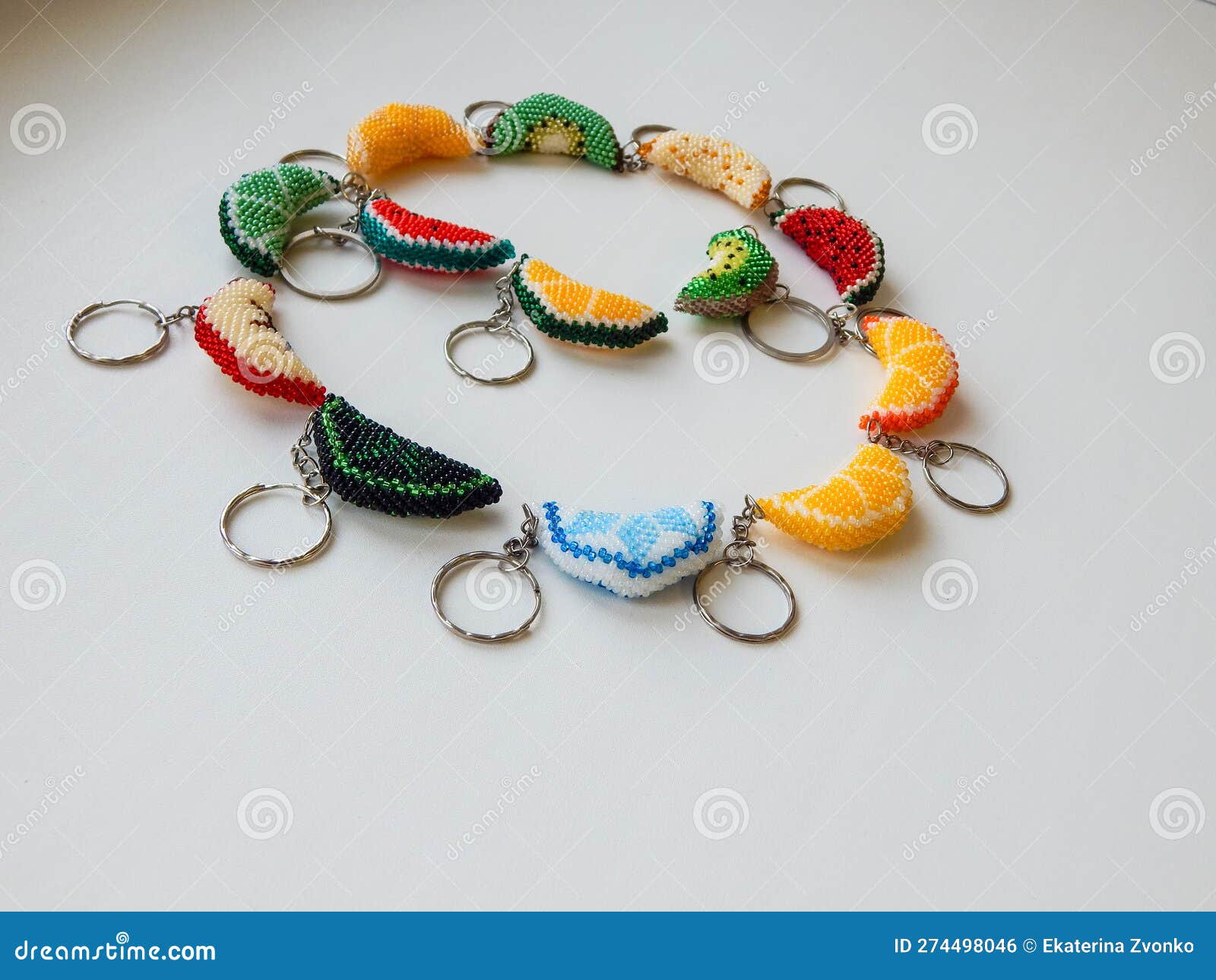Fruit Colorful Key Chains on a White Stock Photo - Image of craft ...
