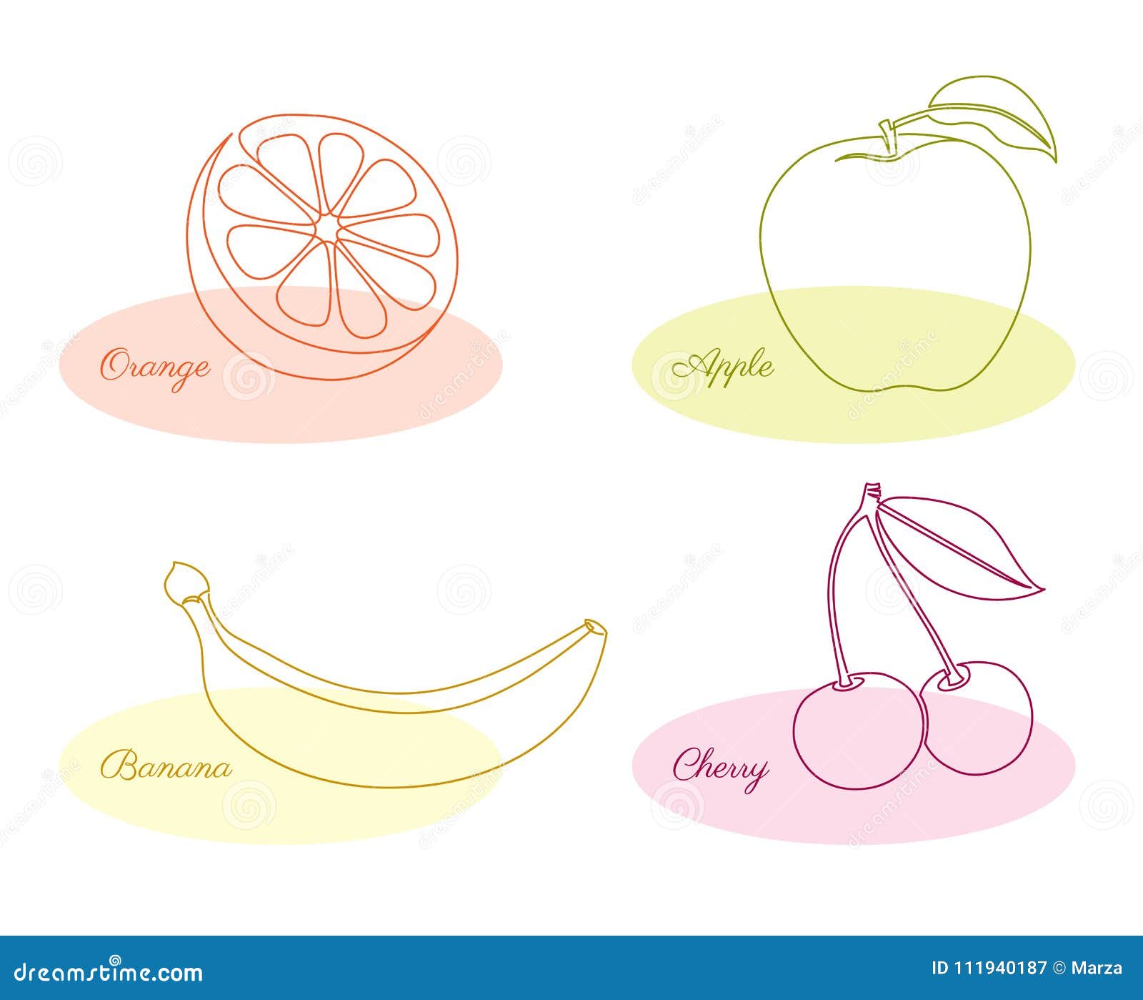 Fruit Continuous Line Drawing, Black And White Vector Minimalistic ...