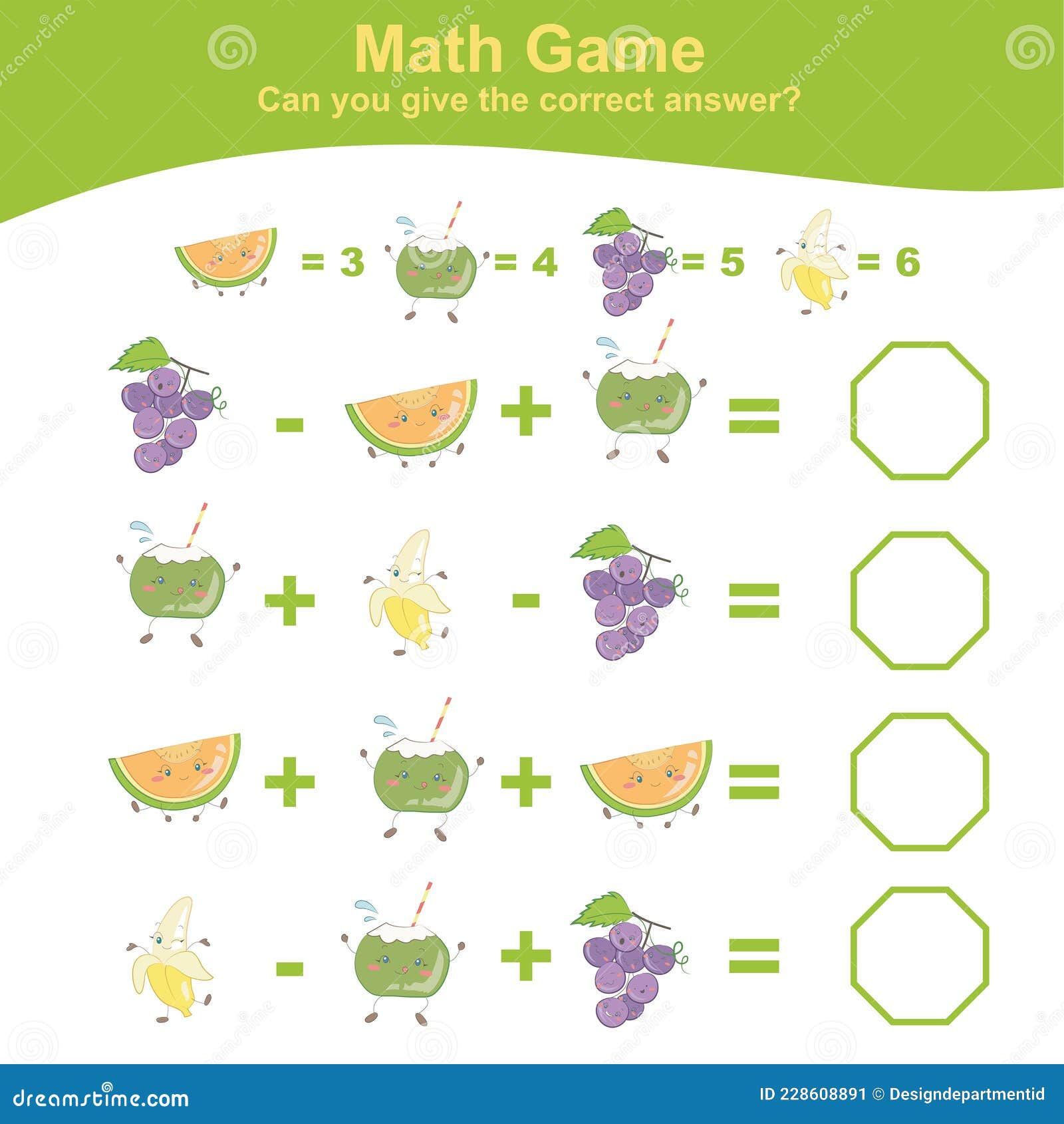 Fruit Counting Math Worksheet. Math Worksheet for Preschool Stock ...