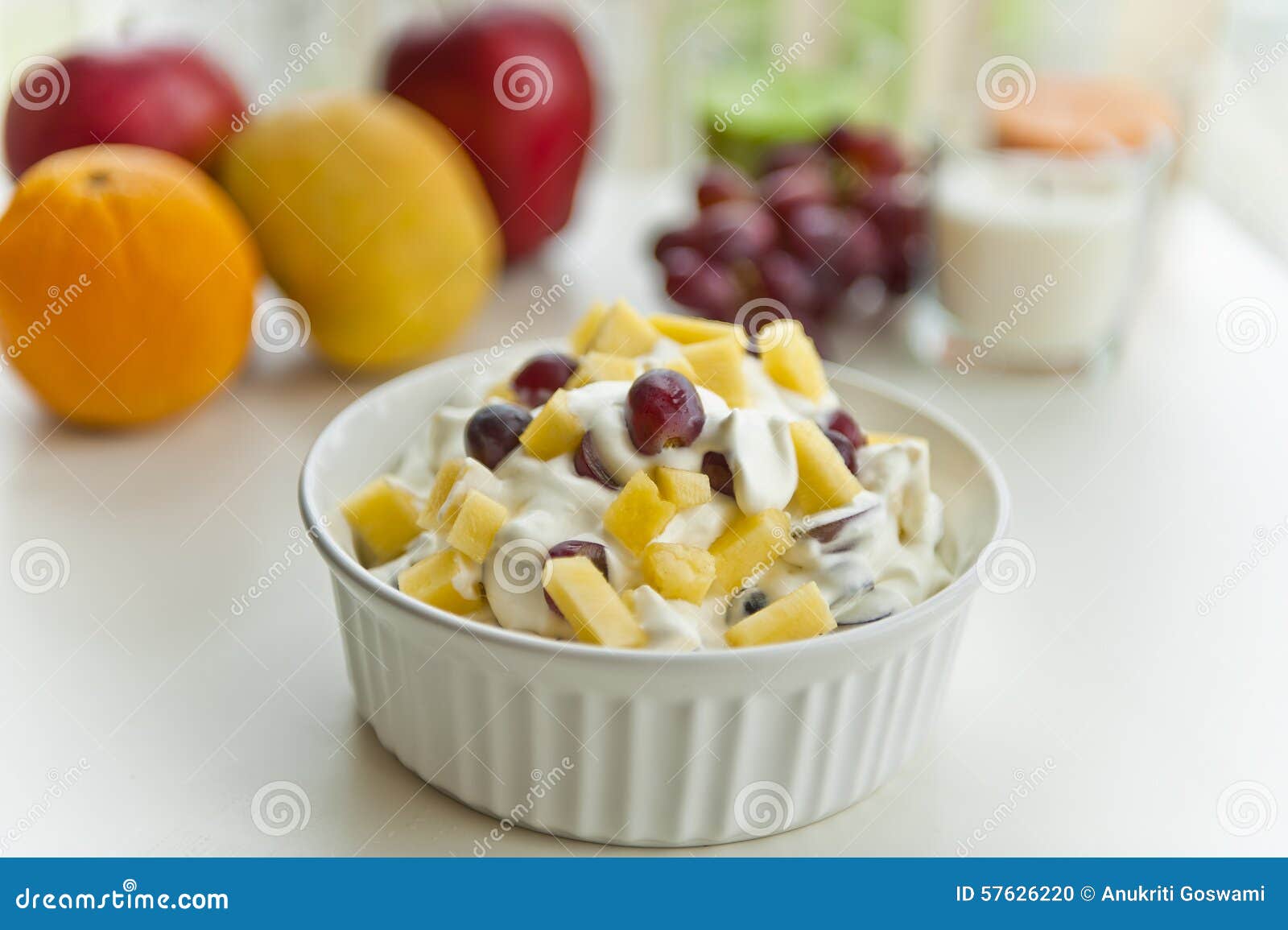 Fruit Cream in a Bowl stock photo. Image of whipped, fruit - 57626220
