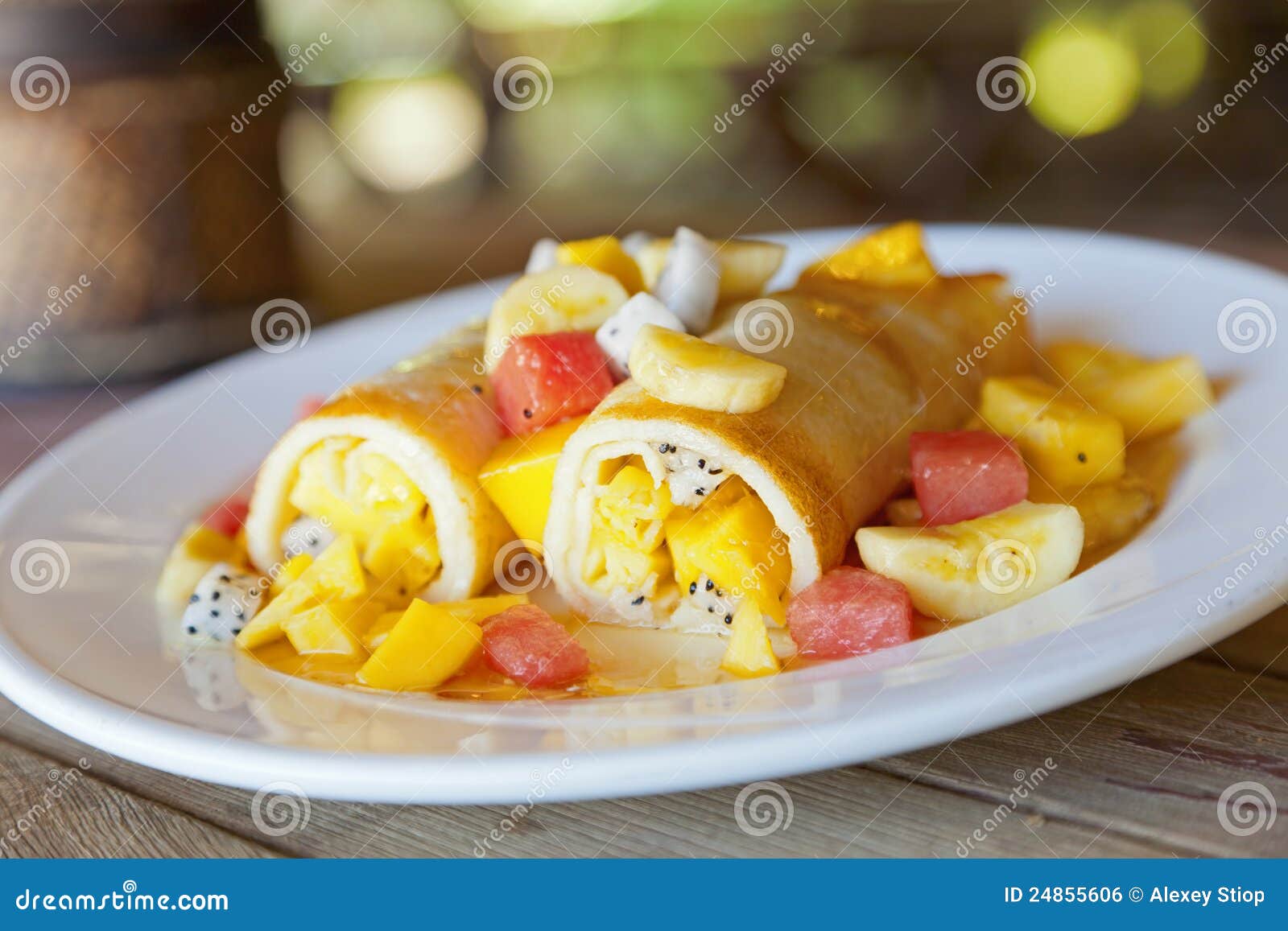 Fruit Crepes stock photo. Image of table, rolled, sliced - 24855606
