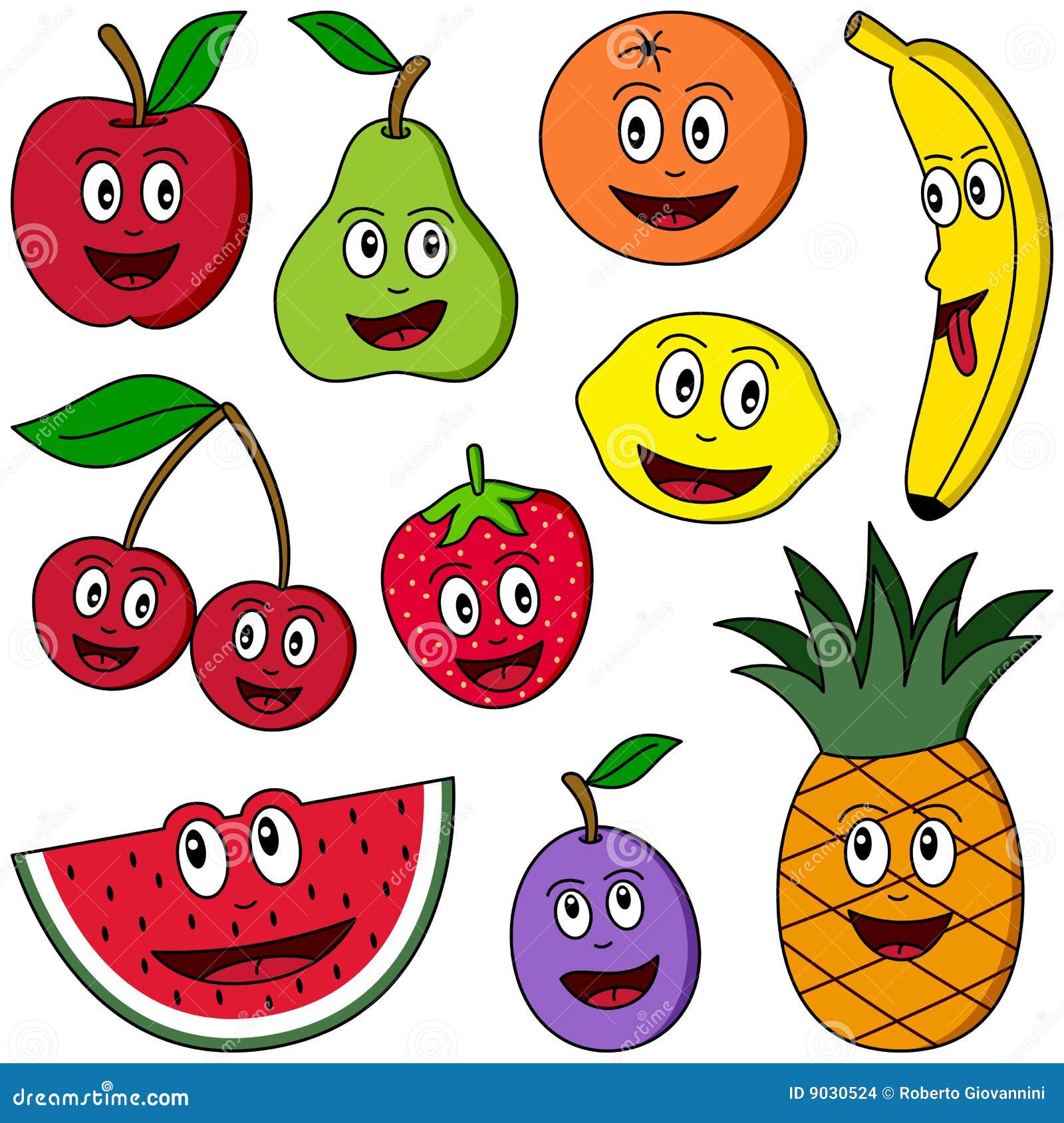 Cartoon Fruit Collection Stock Illustrations, Vecteurs, & Clipart ...
