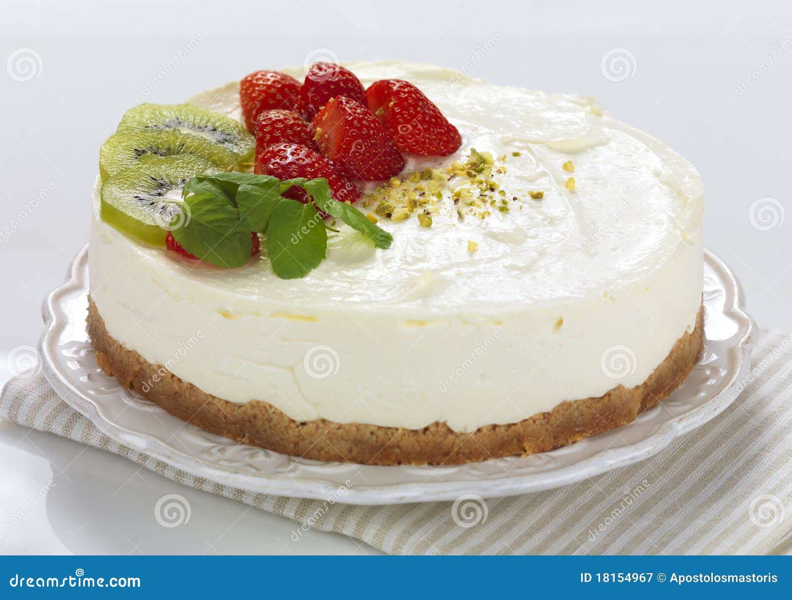 A Fruit Decorated Cheese Cake Stock Image - Image of traditional, gold ...