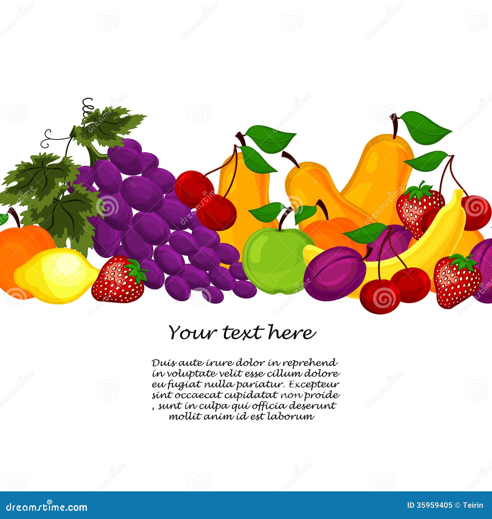 Fruit Design Borders Isolated on White Stock Vector - Illustration of ...