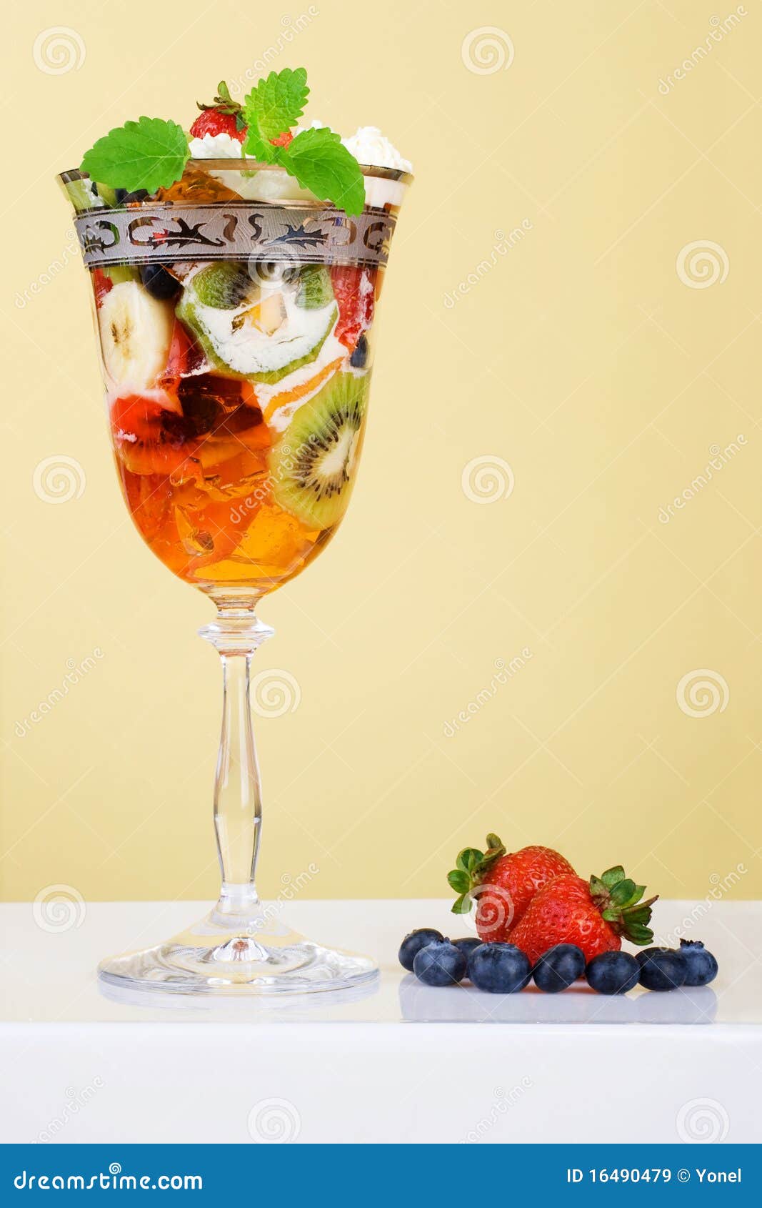 Fruit Dessert with Jelly in Elegant Glass. Stock Image - Image of fresh ...