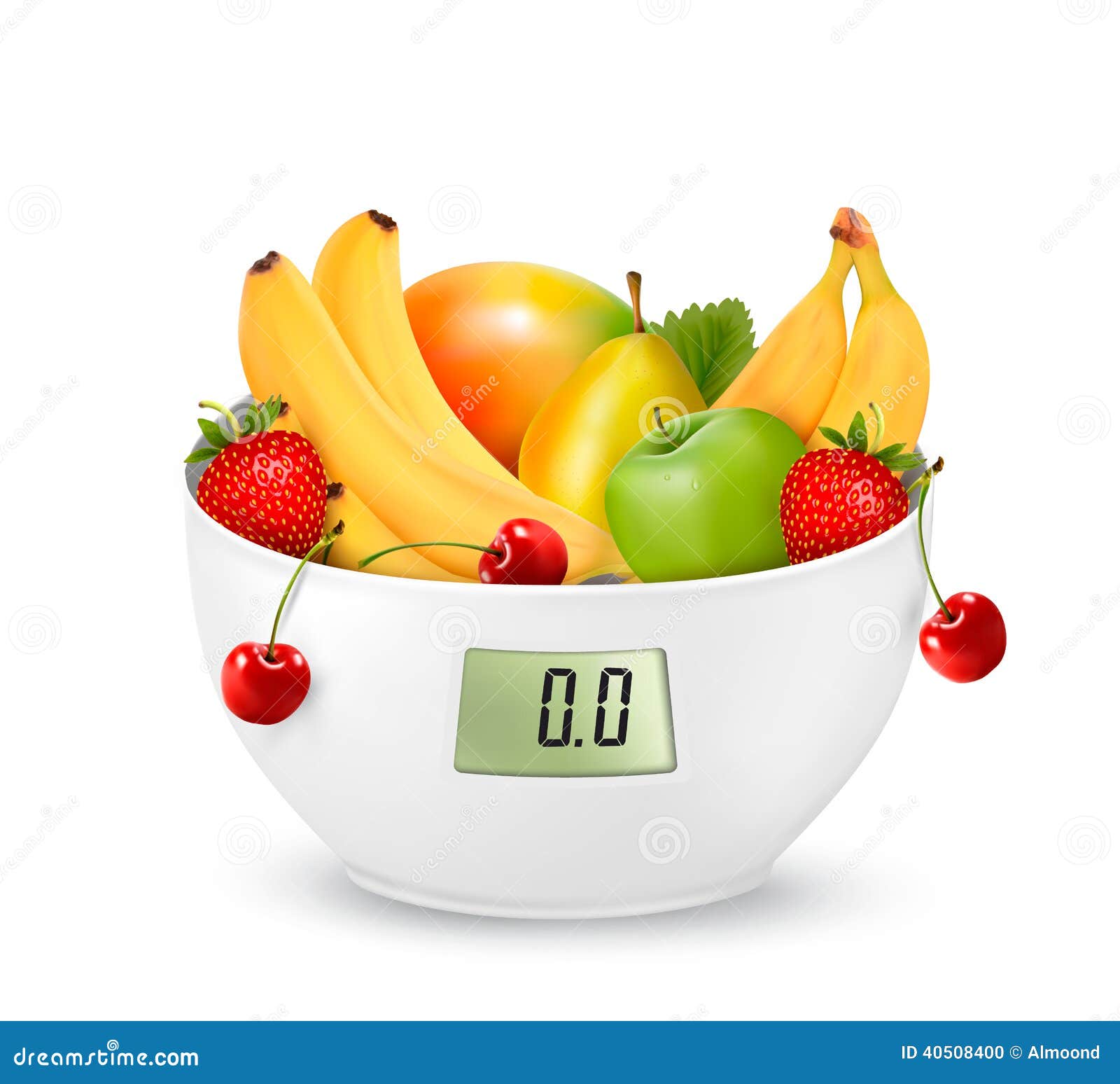Fruit with in a Digital Weight Scale. Diet Concept Stock Vector ...