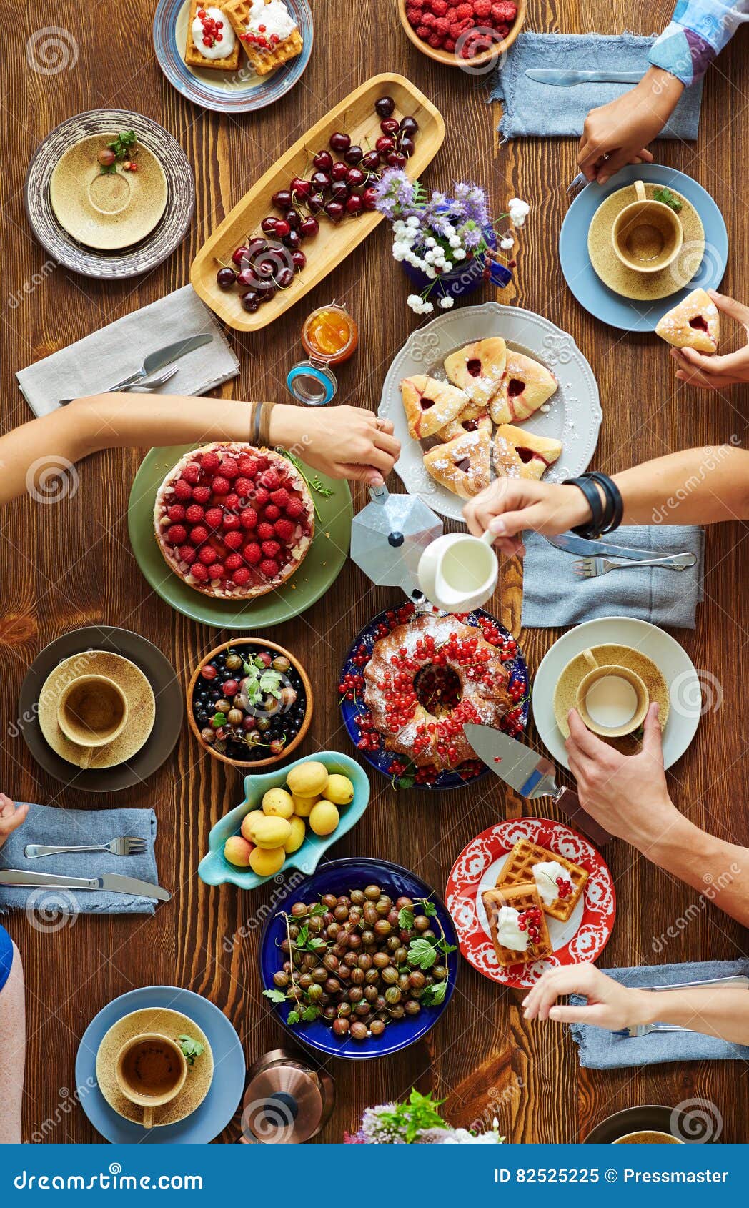 Fruit dinner stock image. Image of waffle, occasion, cherry - 82525225