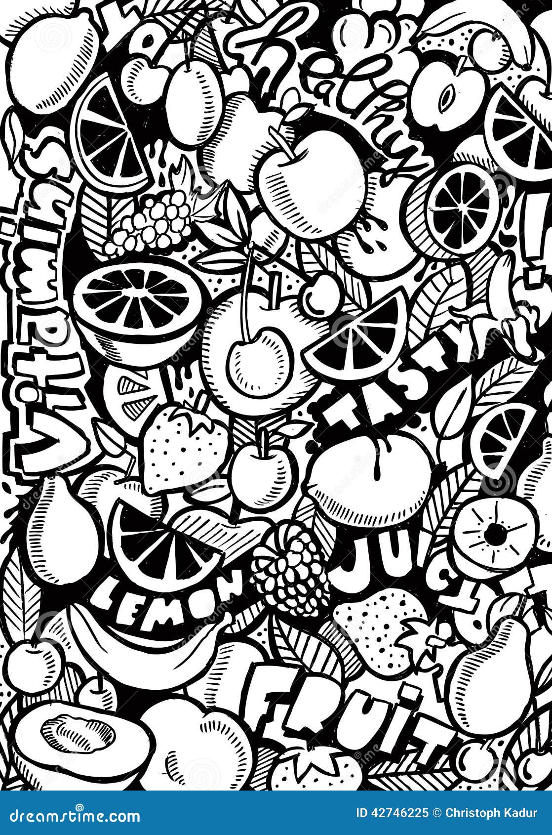 Fruit Doodle stock illustration. Illustration of orange - 42746225