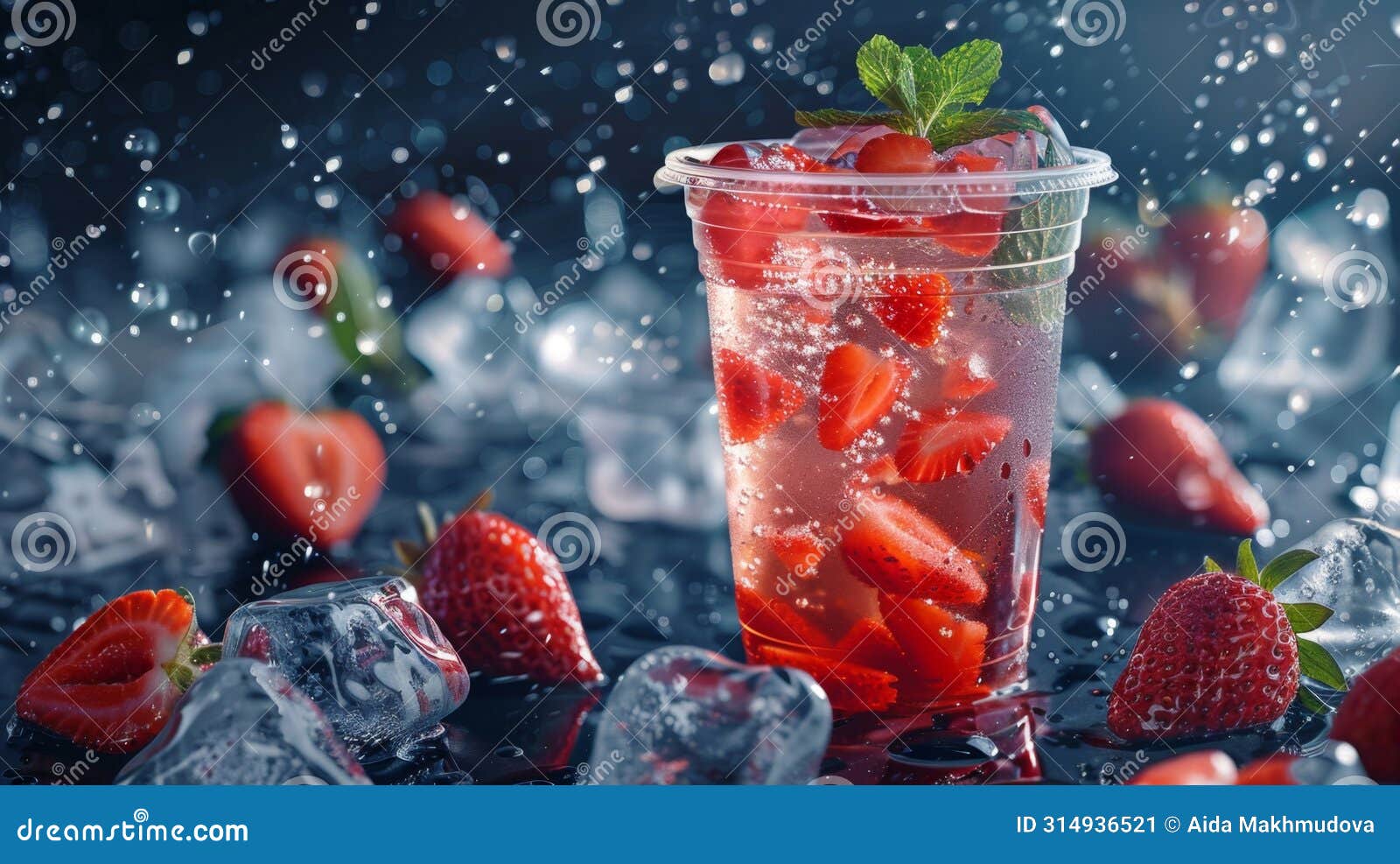 Fruit Drink in a Plastic Cup with Ice Stock Image - Image of cocktail ...