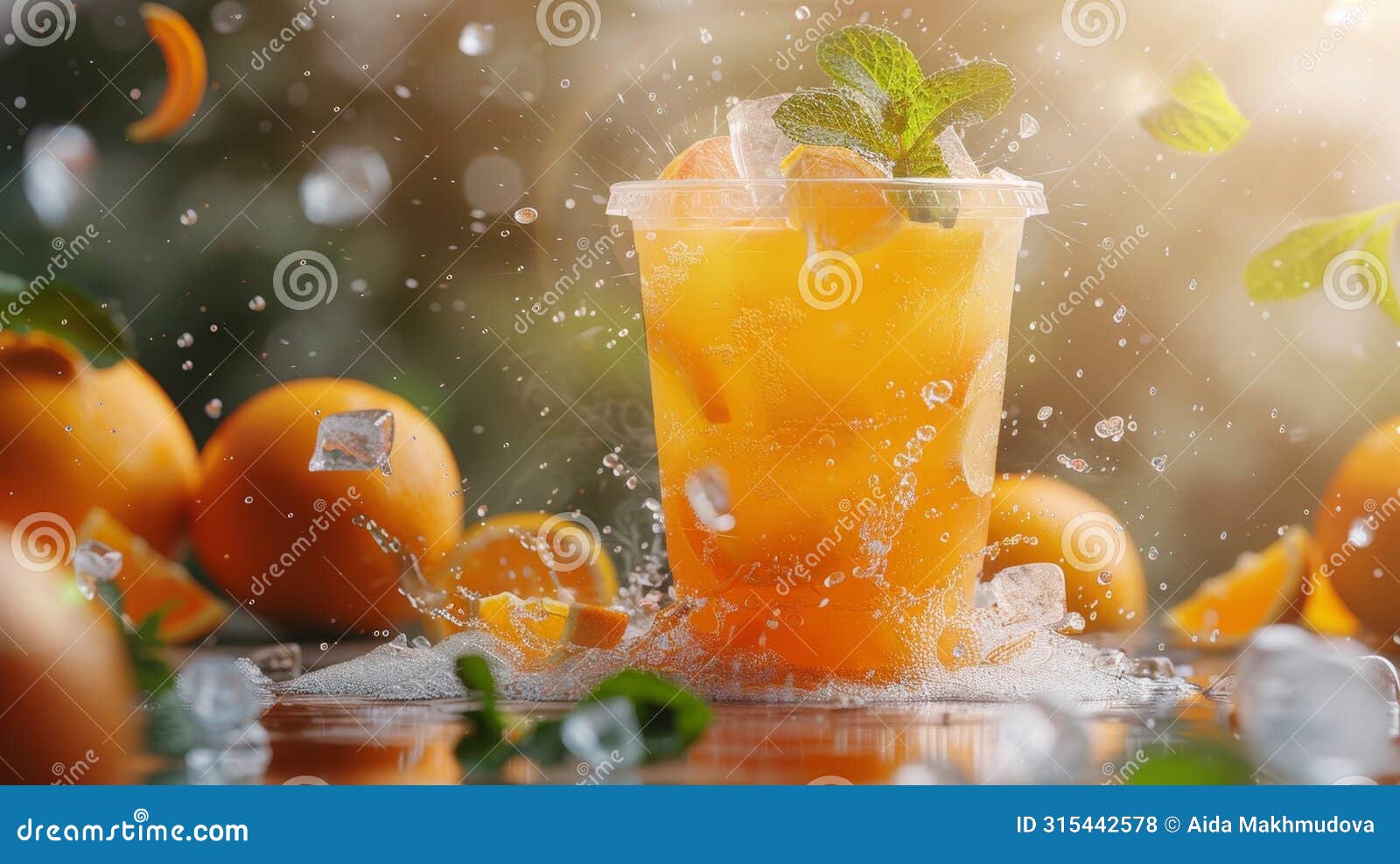 Fruit Drink in a Plastic Cup with Ice Stock Photo - Image of strawberry ...