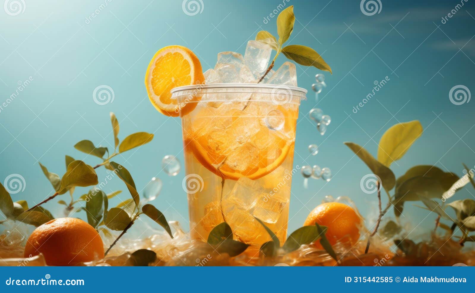 Fruit Drink in a Plastic Cup with Ice Stock Image - Image of summer ...