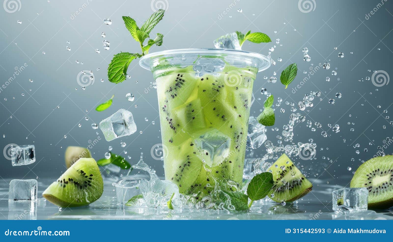 Fruit Drink in a Plastic Cup with Ice Stock Image - Image of generated ...
