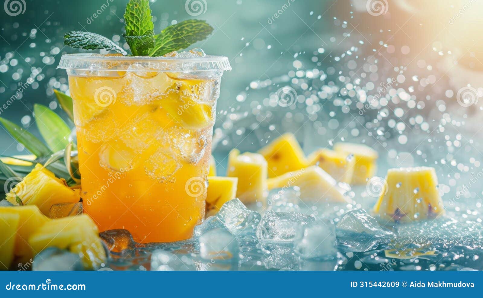 Fruit Drink in a Plastic Cup with Ice Stock Image - Image of granita ...