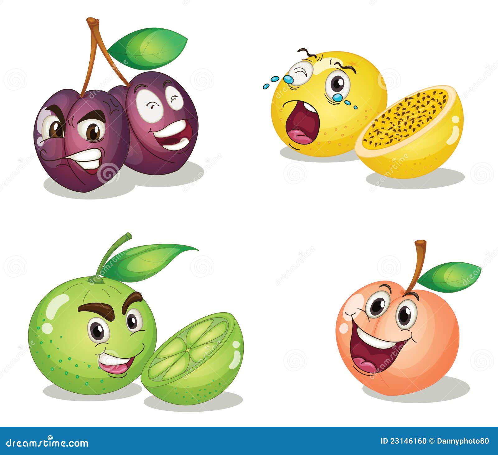 Fruit faces stock vector. Illustration of leaves, smile - 23146160