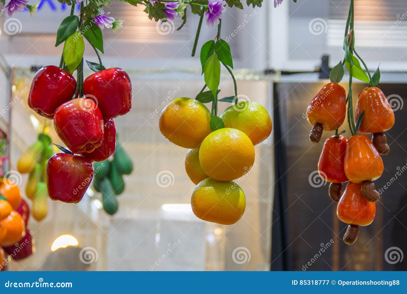 Fruit fake hanging on stock image. Image of diet, plastic - 85318777