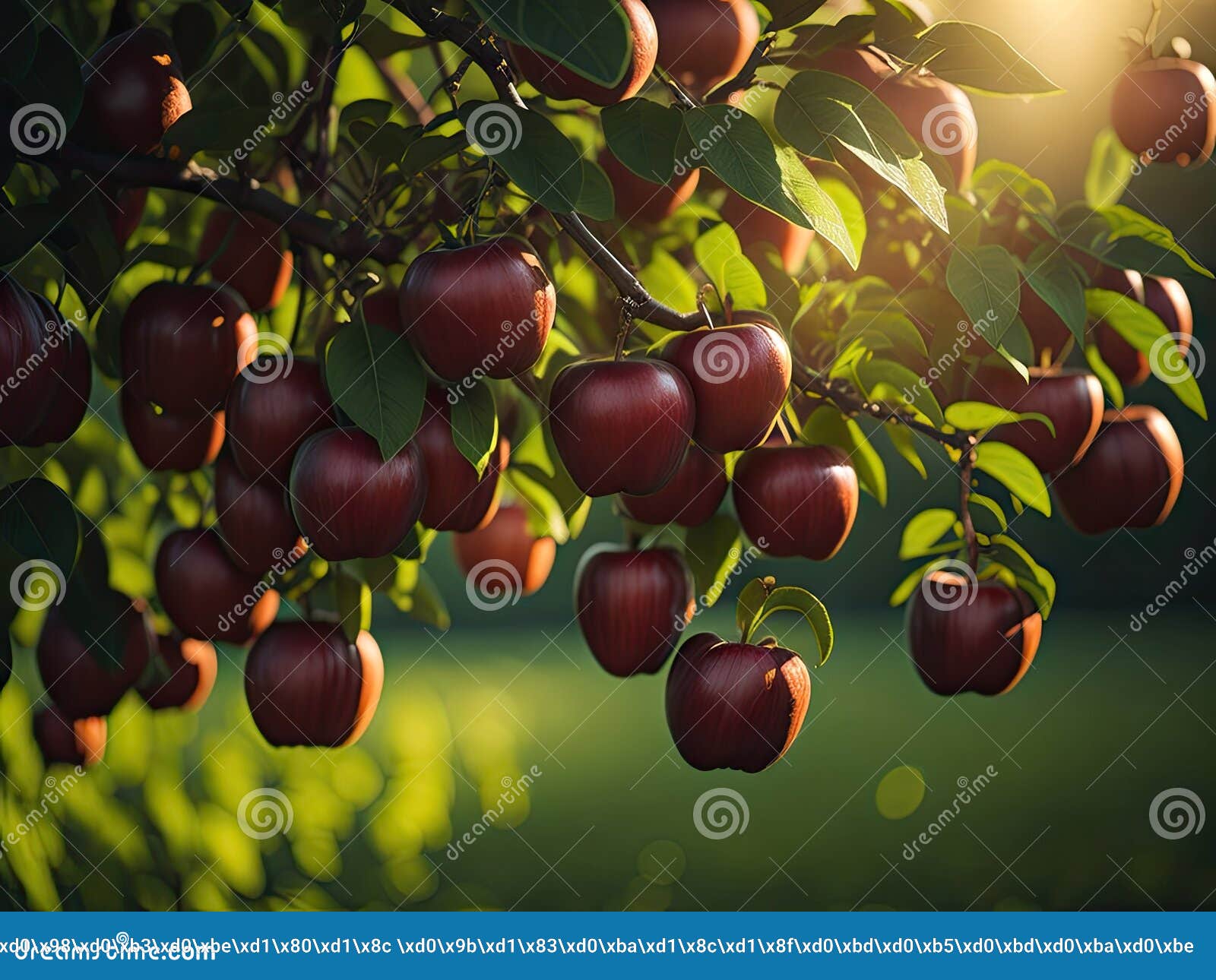 Fruit Farm with Apple Trees Close Up. Ai Generative Stock Image - Image ...