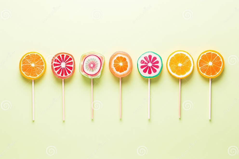 Fruit-flavored Lollipops in a Row Stock Image - Image of lollipops ...