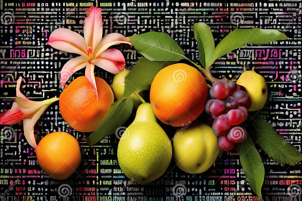 Fruit and Flower Matrix Code a Matrix Code Style Image of Kwanza Stock ...