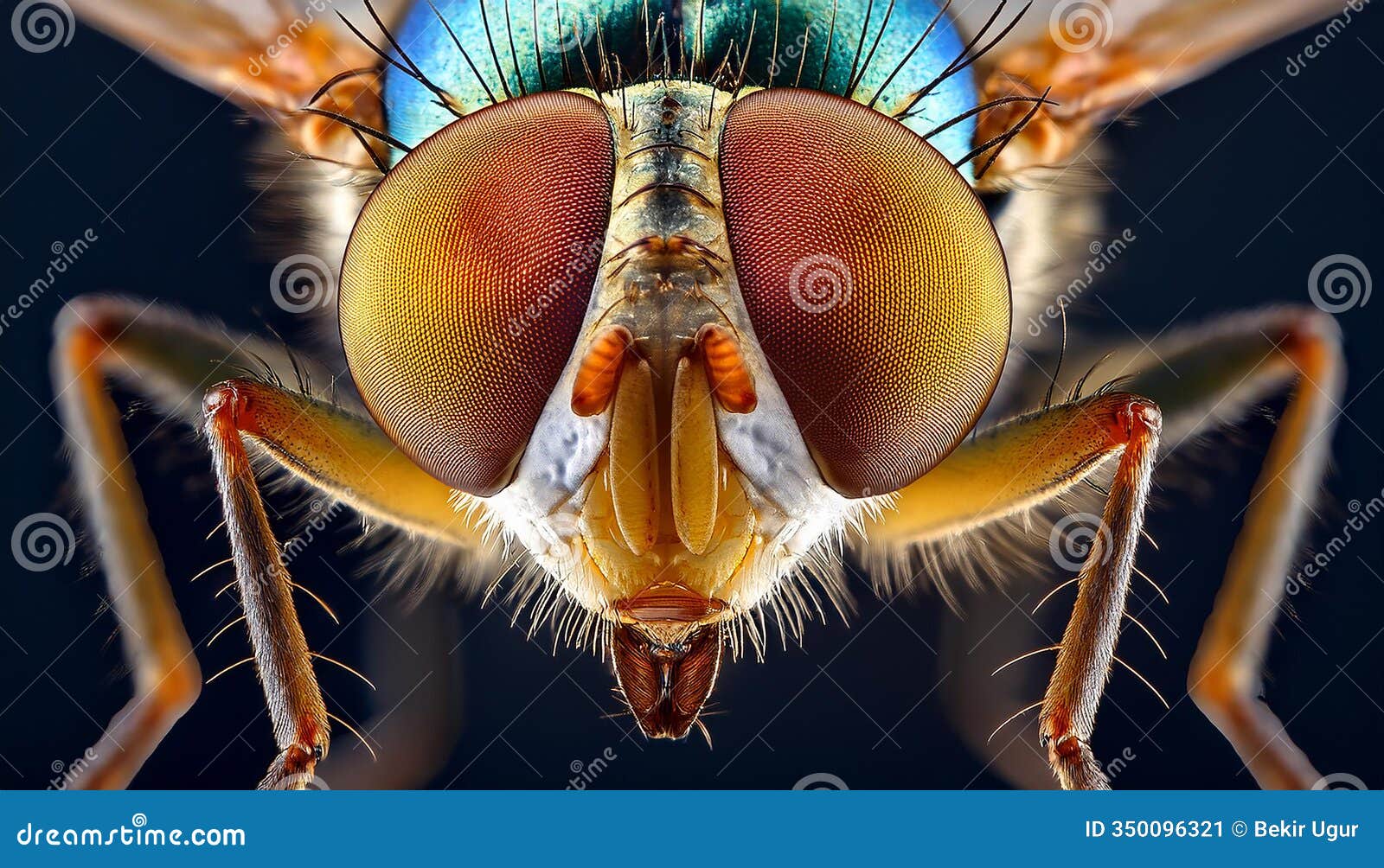 Fruit Fly Macro. Microscopic Detailed Image of Head and Eye of a Fruit ...
