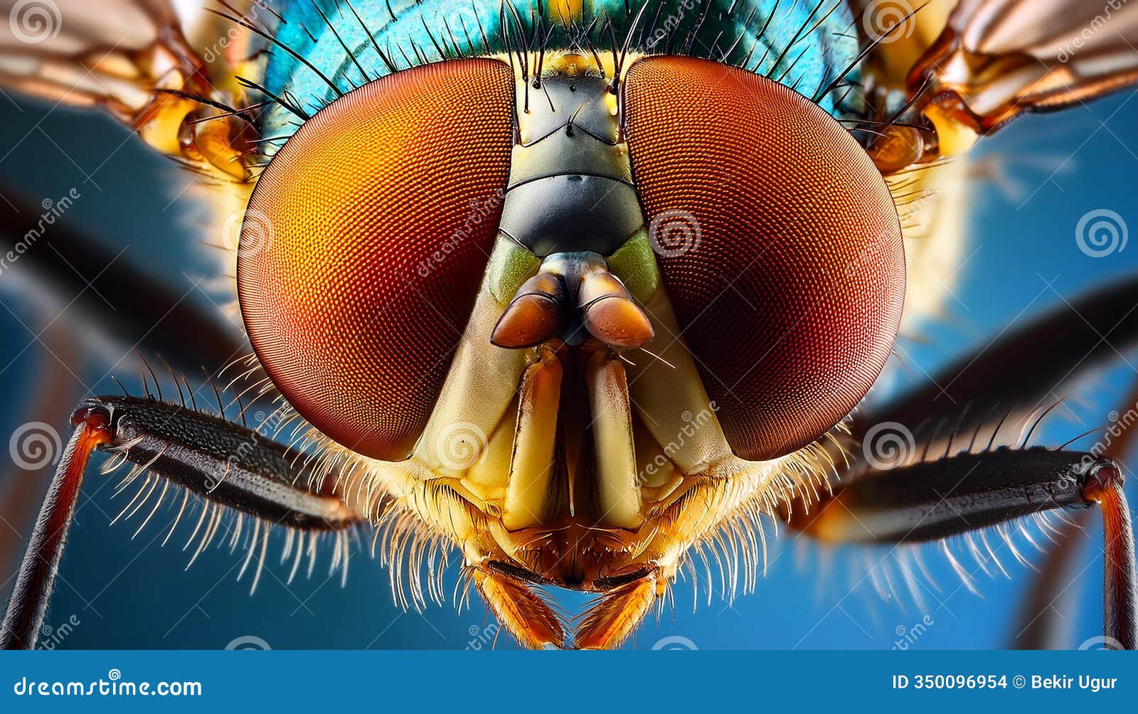 Fruit Fly Macro. Microscopic Detailed Image of Head and Eye of a Fruit ...